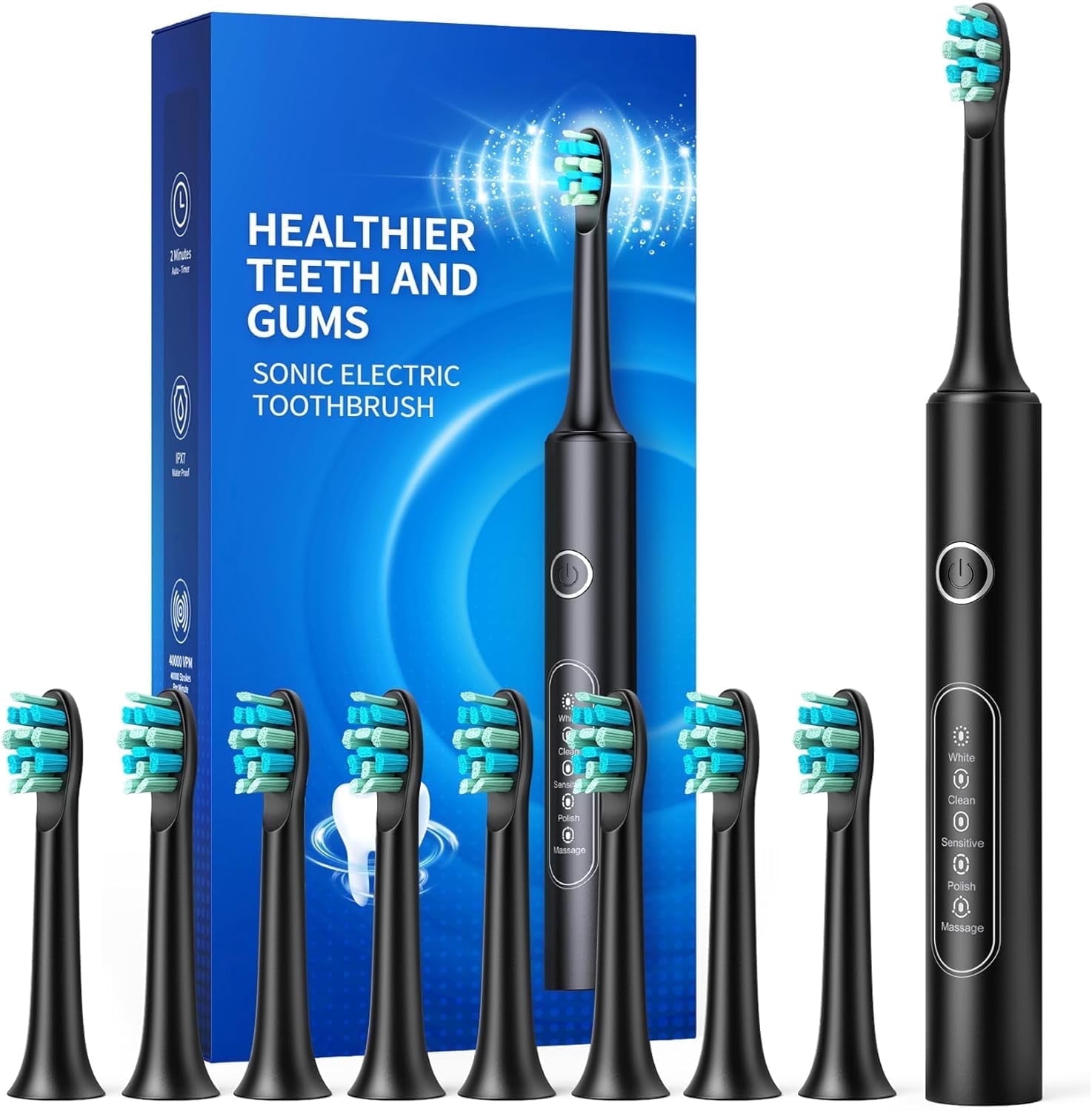 Homitt Electric Toothbrush, Rechargeable Electric Toothbrush for Adults ...