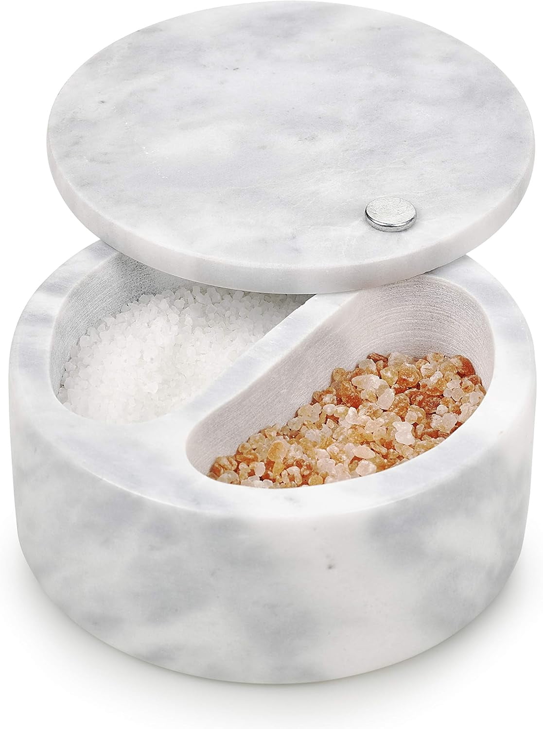 Homiu Salt Cellar Marble 2 Compartment with Swivel Top Storage ...