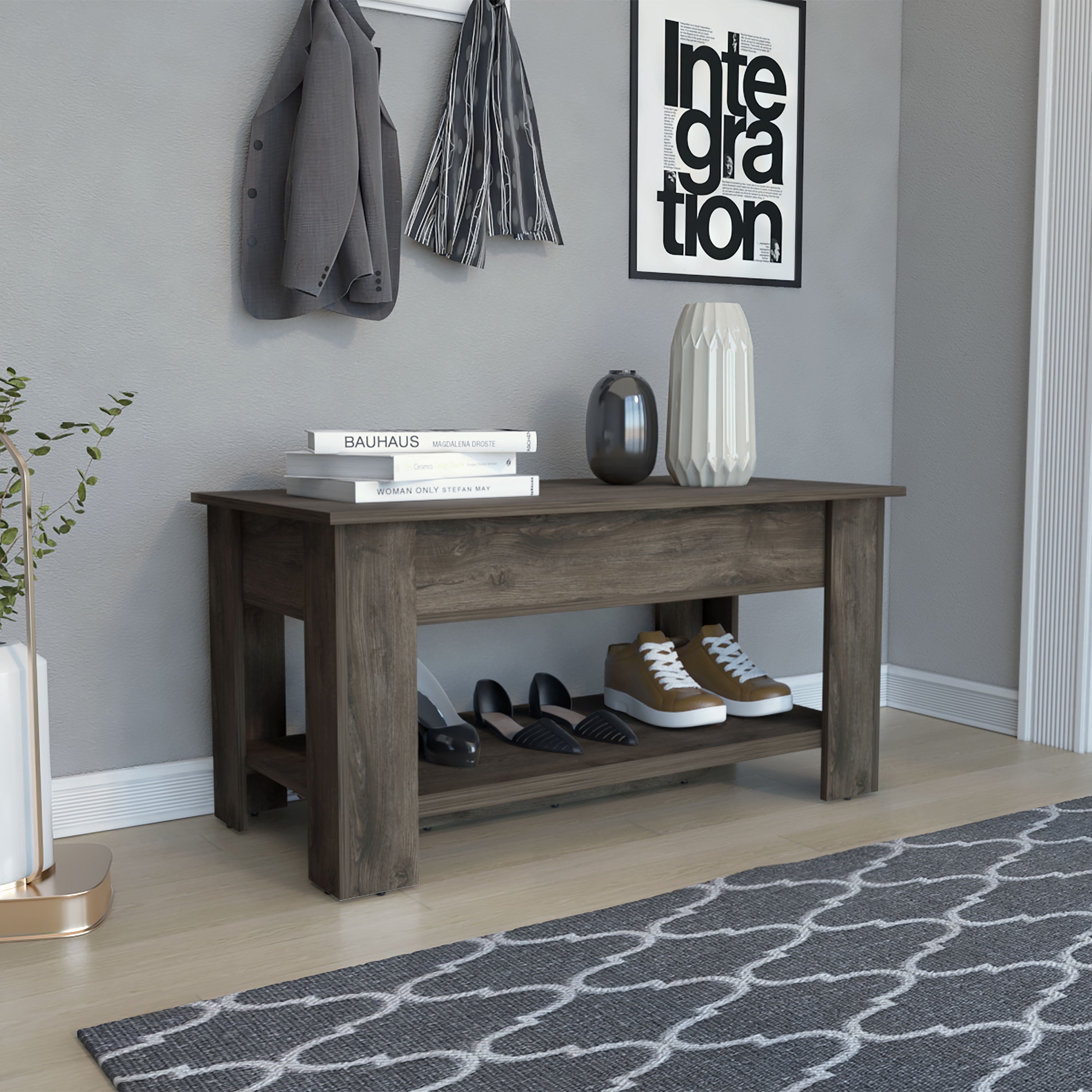 Homiyad 1-Shelf Lid Top Storage Table Dark Brown - Walmart.com
