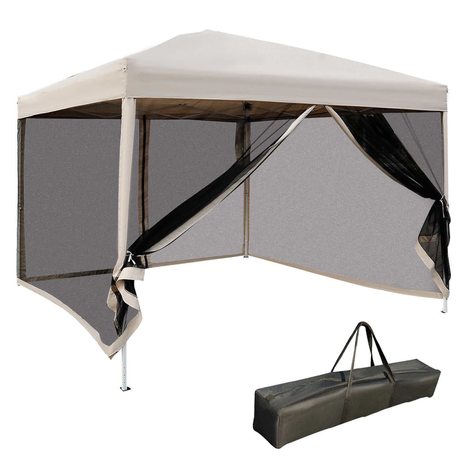 Homiyad 10x10 Pop Up Canopy Tent, Mesh Sidewalls, Adjustable Height ...