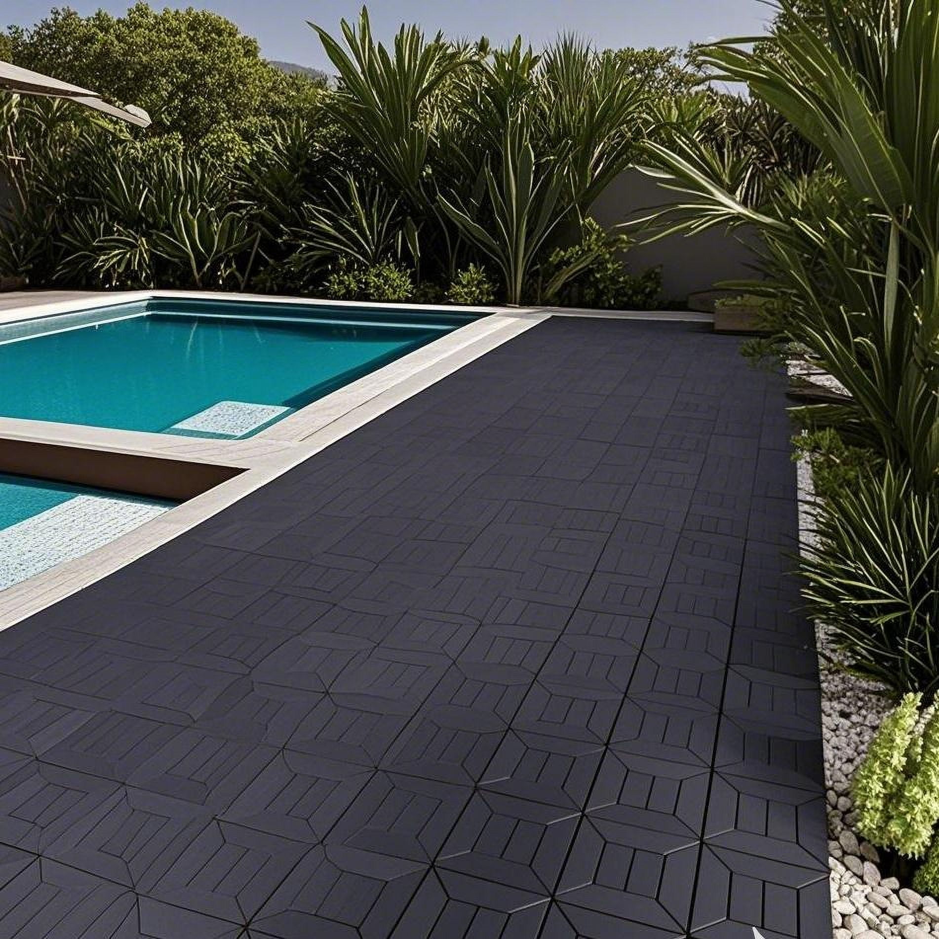 Homiyad 12" Patio Deck Tiles, Diy Module Interlocking Decking Tiles ...