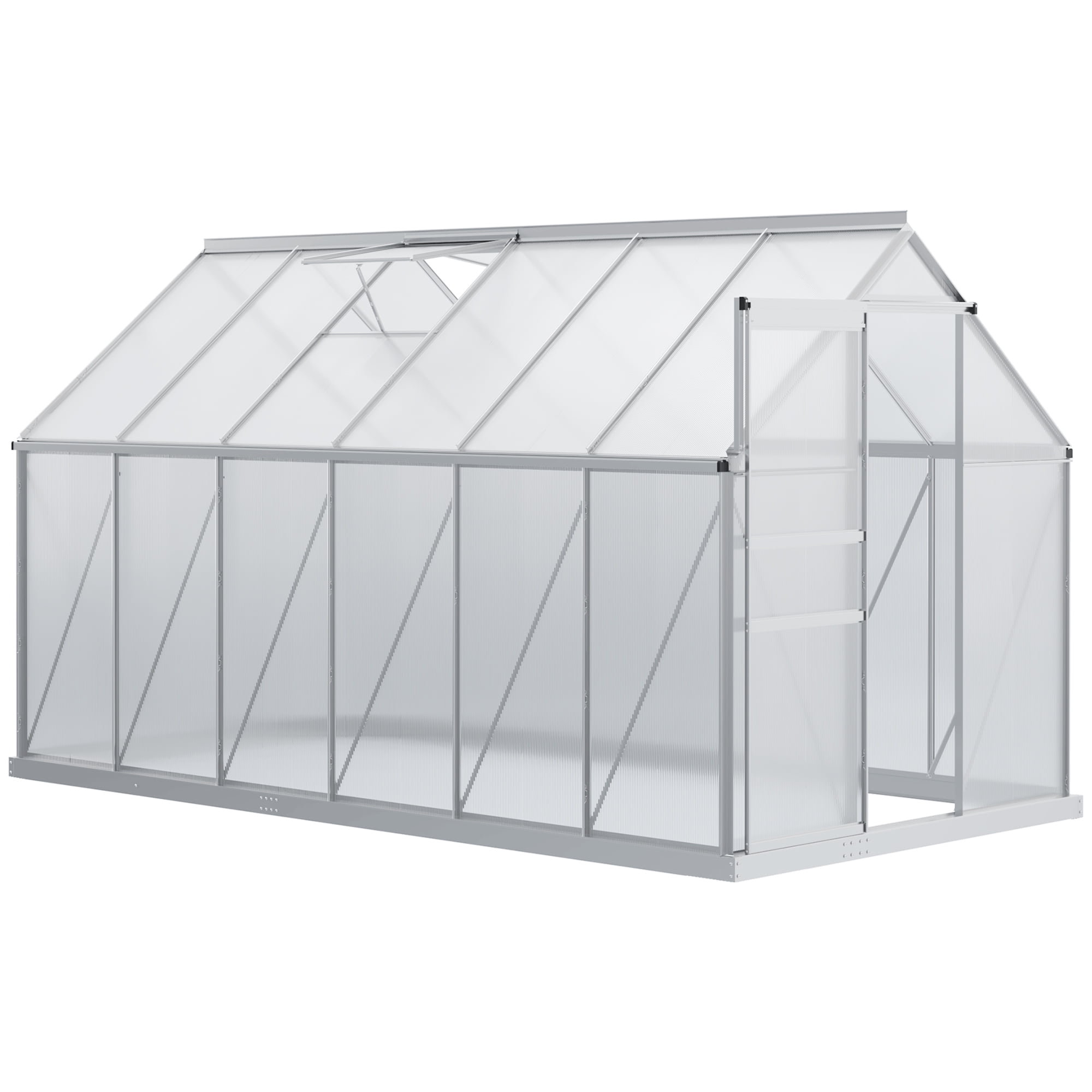 Homiyad 12' x 6' Aluminum Greenhouse, Polycarbonate Walk-in Garden ...