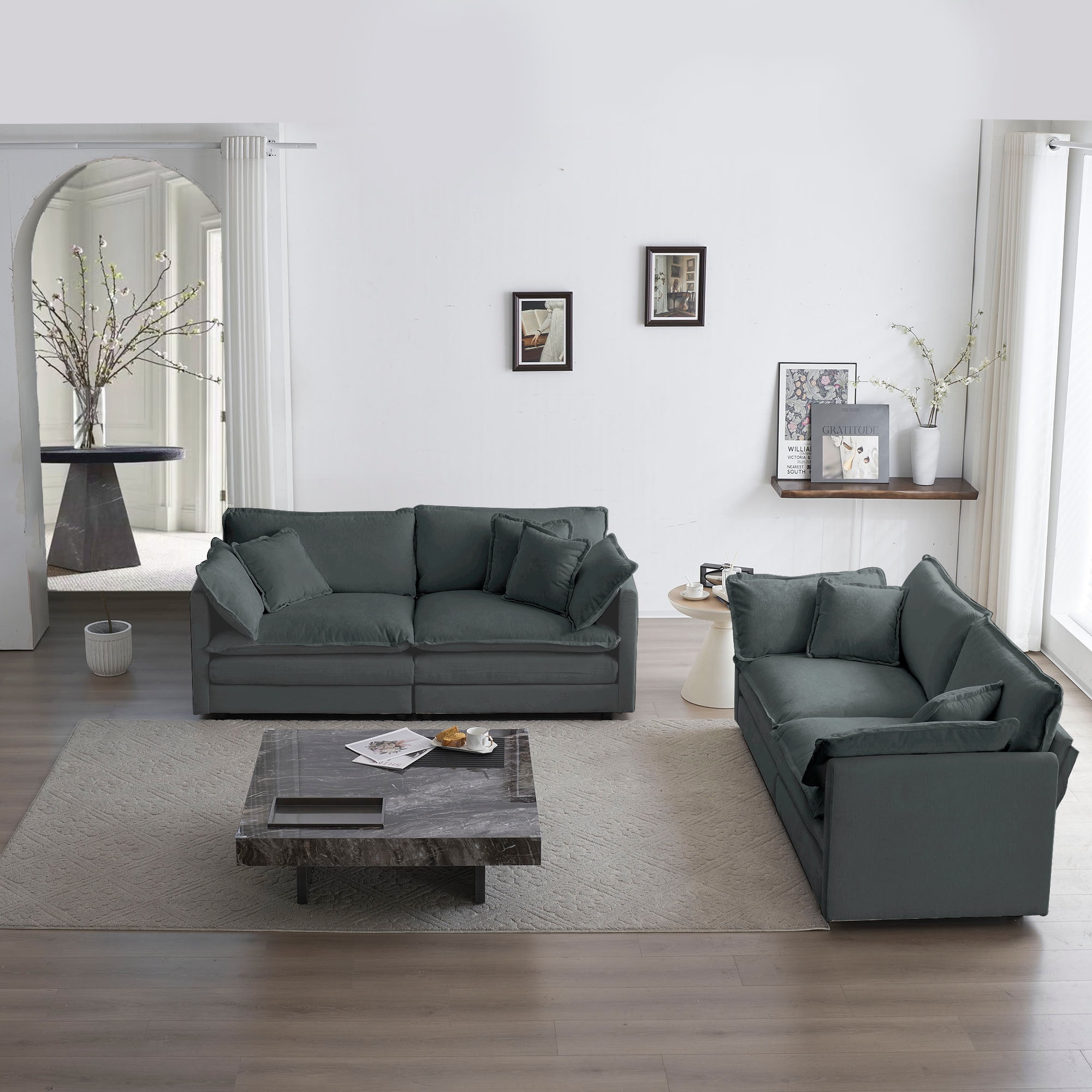 Homiyad 2 - Piece Living Room Set , 2 Pieces Upholstered Loveseat and ...