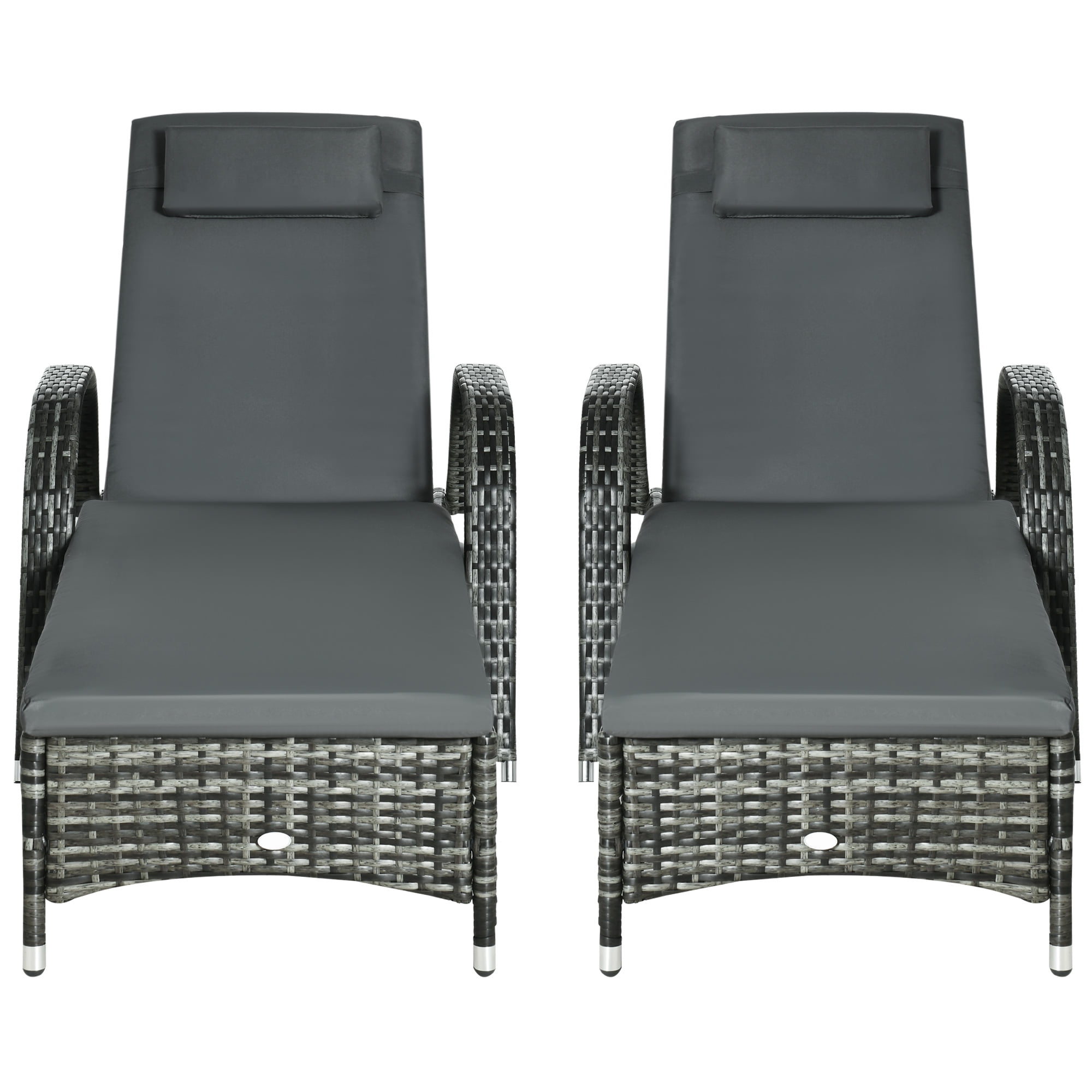 Homiyad 2 Piece Reclining Chaise Lounge Chairs, Outdoor Rattan Sun ...