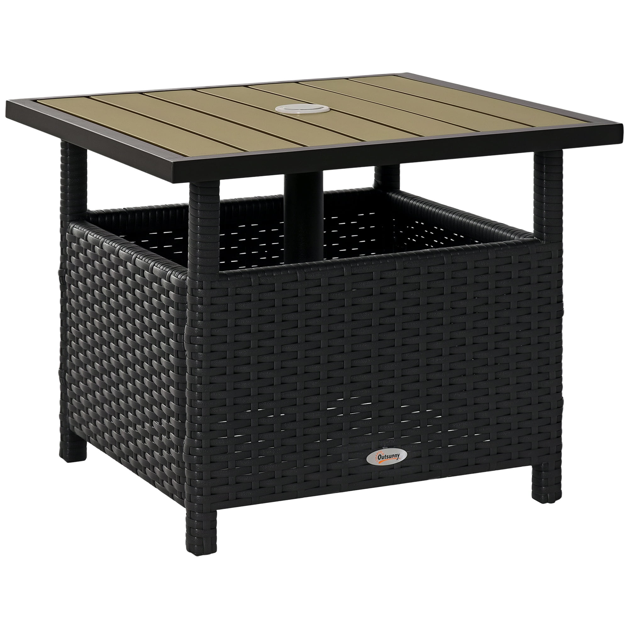 Homiyad 22" Steel PE Rattan Wicker Outdoor Patio Accent Table with ...