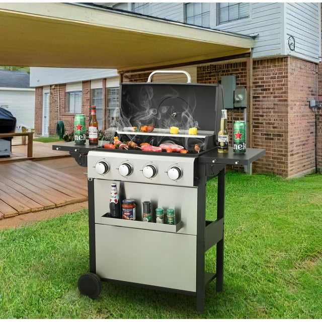 Homiyad 4-Burner Propane Gas BBQ Grill with 34,200 BTU Output and ...