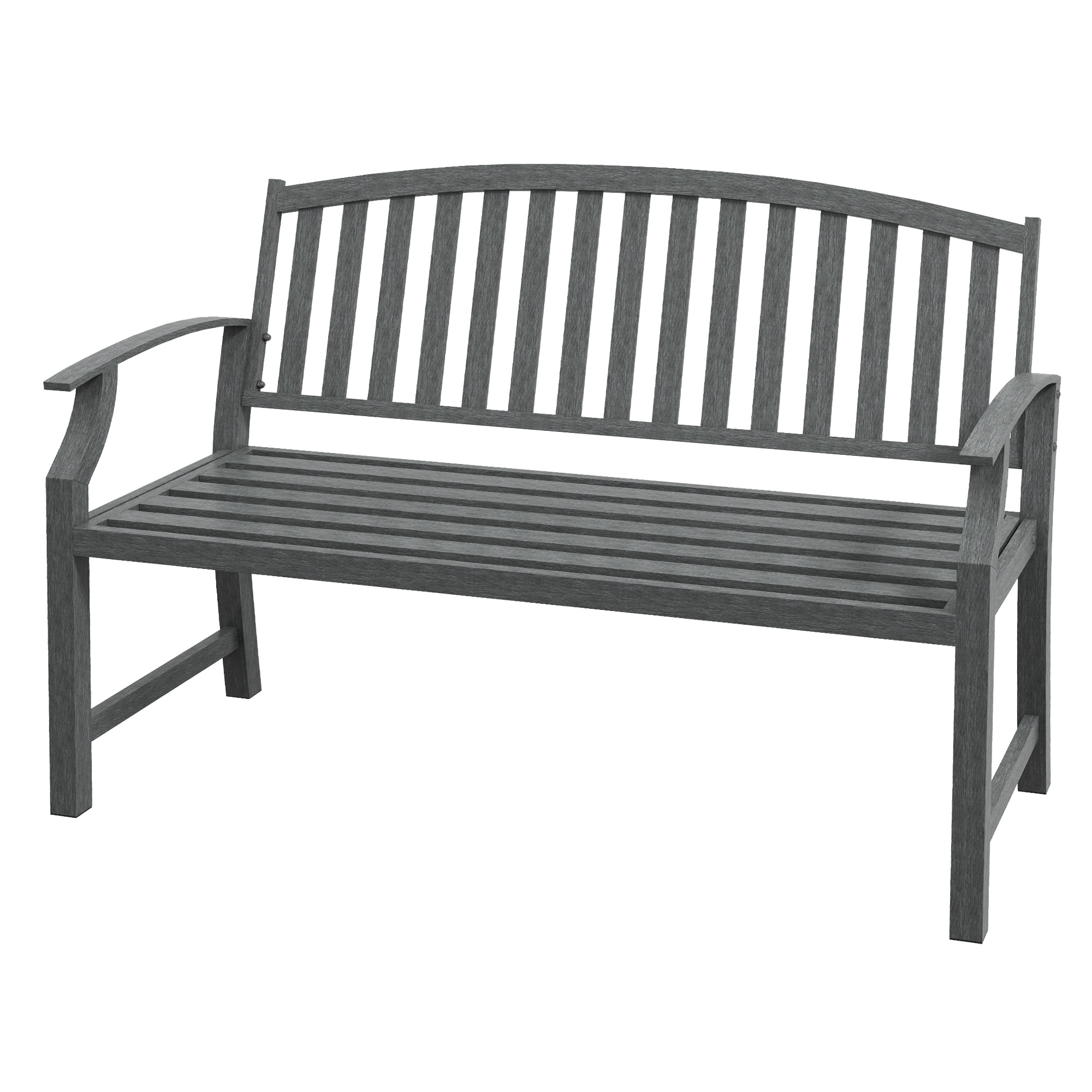 Homiyad 46" Outdoor Garden Bench Gray Metal Steel Slatted Frame for ...