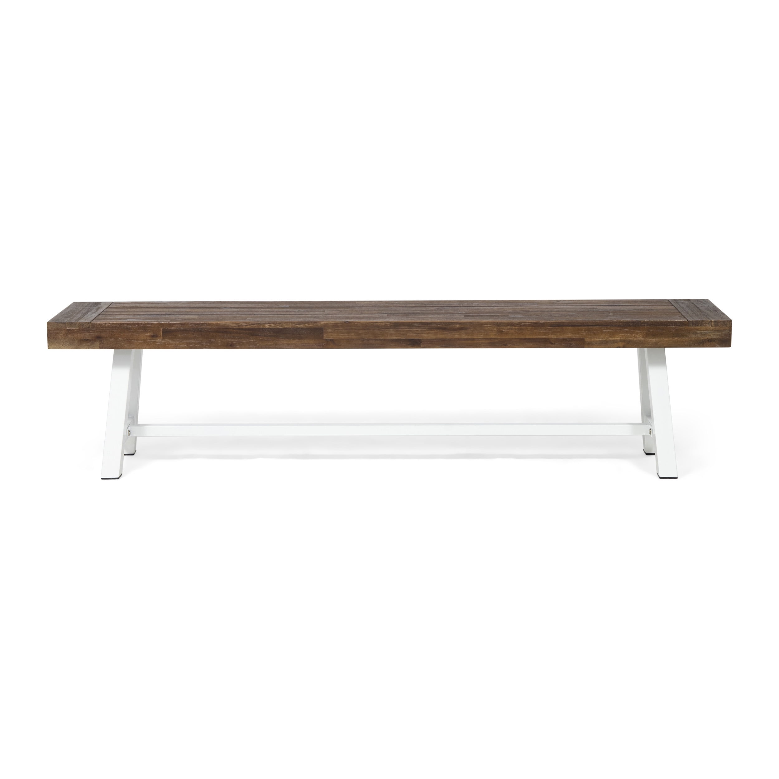 Homiyad 74" Acacia Wood Outdoor Bench - Rustic Slatted Dining Bench ...