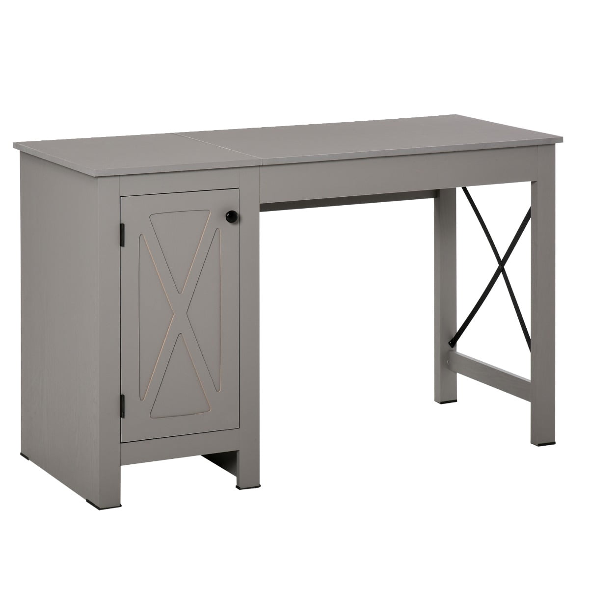 Homiyad Home Office Writing Desk with Lower Storage Cabinet and X Bar ...
