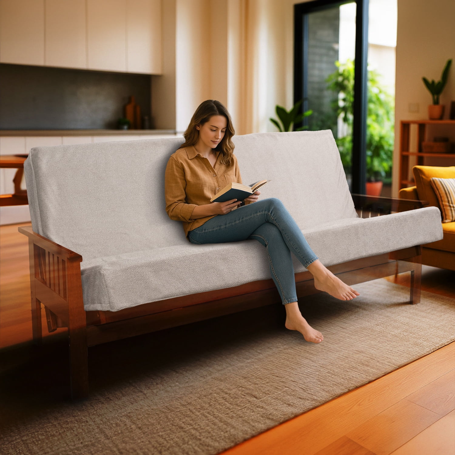 Homiyad Memory Foam Infused Futon Mattress Full – Washable Removable ...