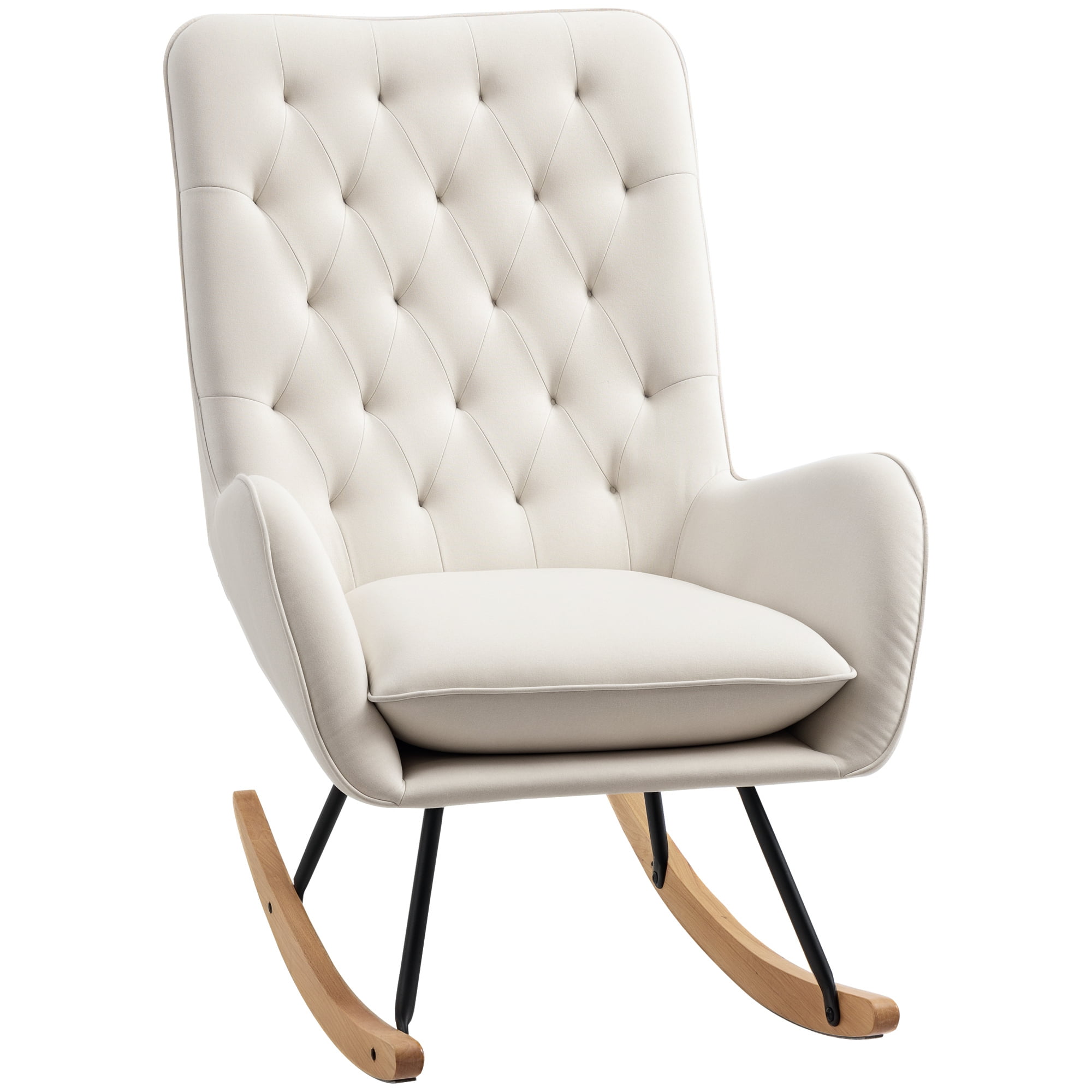 Homiyad Mid-Century Fabric Rocking Chair Sofa Armchair Tufted Rocker ...