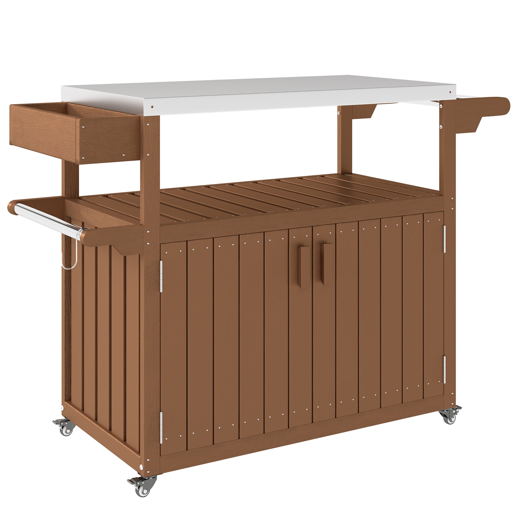 Homiyad Outdoor Bar Cart with Storage, Stainless Steel Outdoor Bar ...