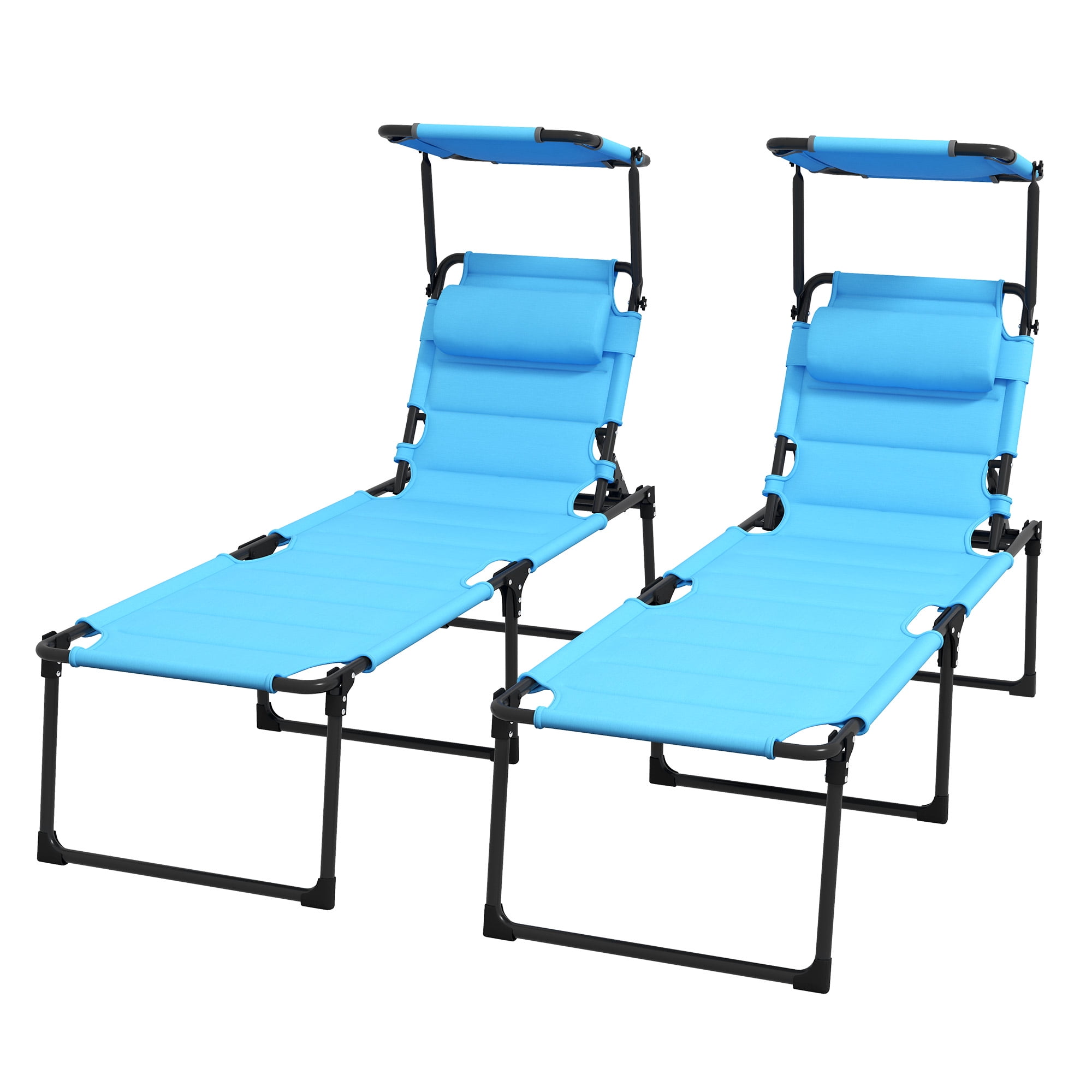 Homiyad Outdoor Chaise Lounge Chairs Set of 2 with Sunroof Blue 4 ...