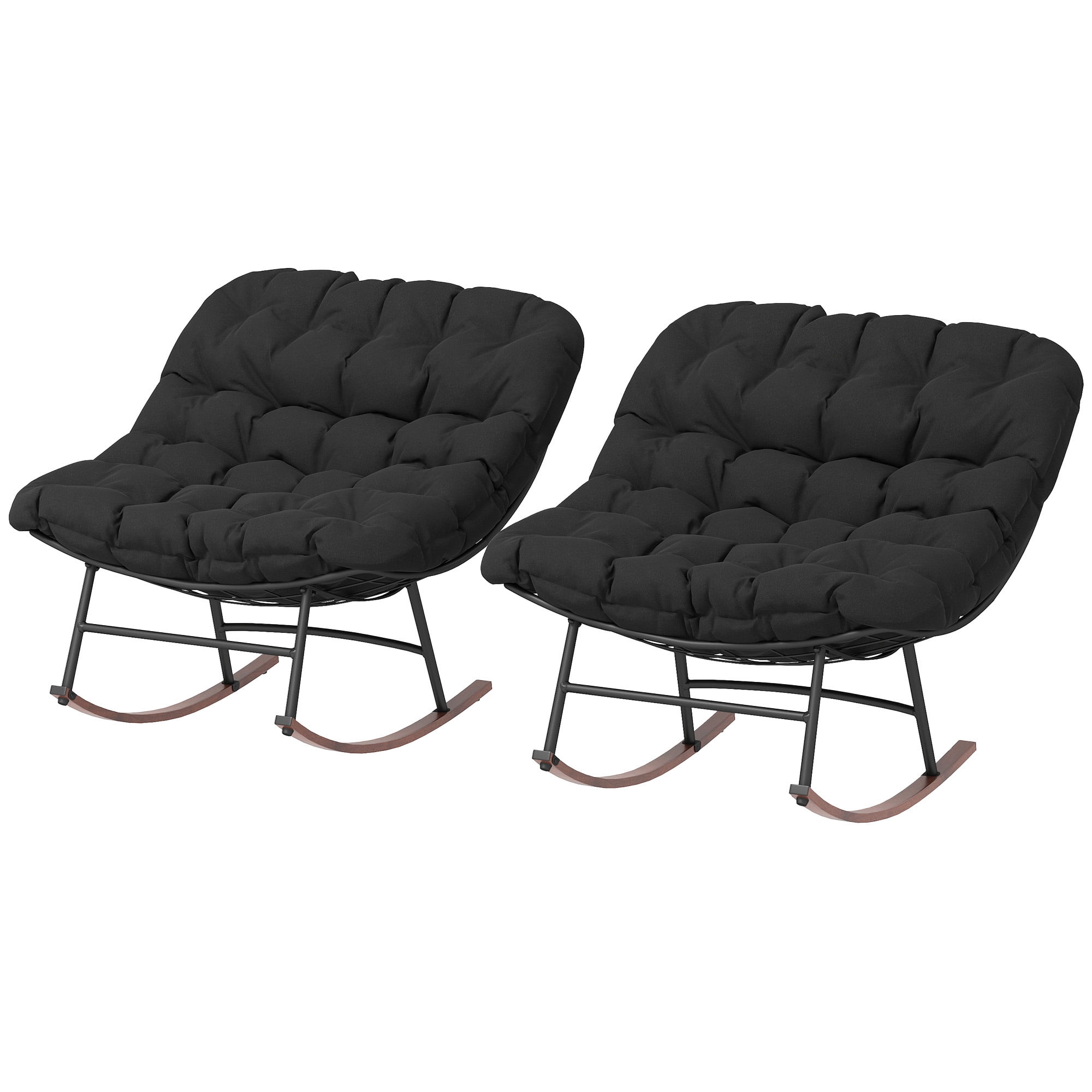 Homiyad Outdoor Rocking Chair Patio Set of 2, Oversized Rocking Papasan ...