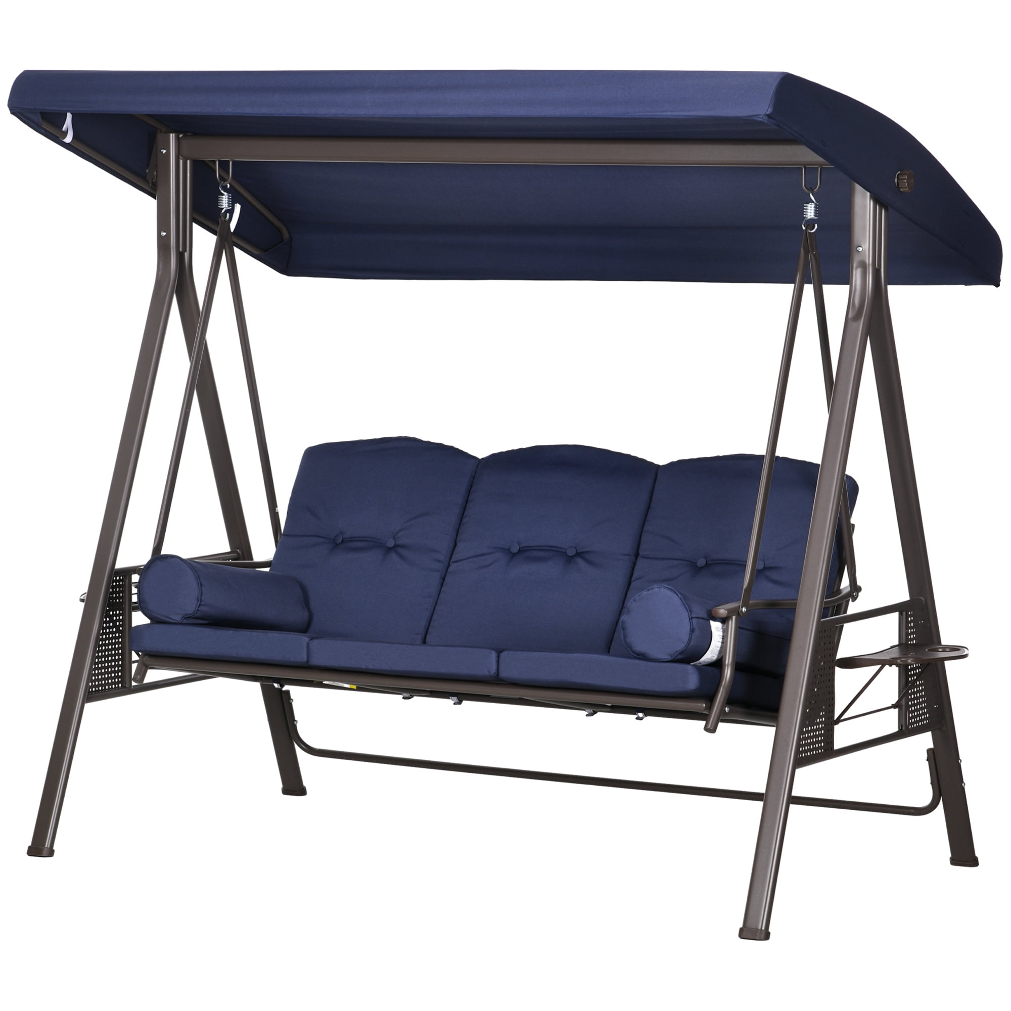 Homiyad Porch Swing Chair 3-Seat Outdoor Adjustable Canopy Cushioned ...