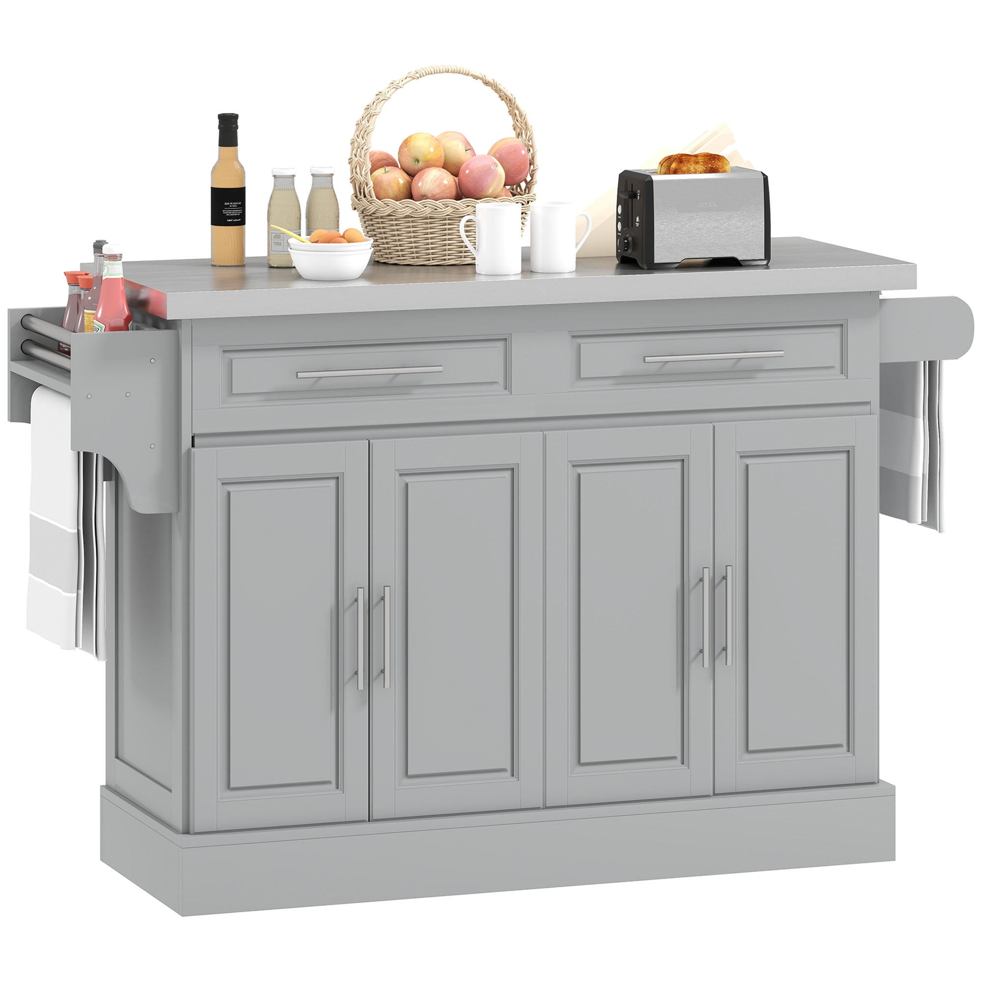 Homiyad Rolling Kitchen Island Cart with Wheels, Portable Island Table ...