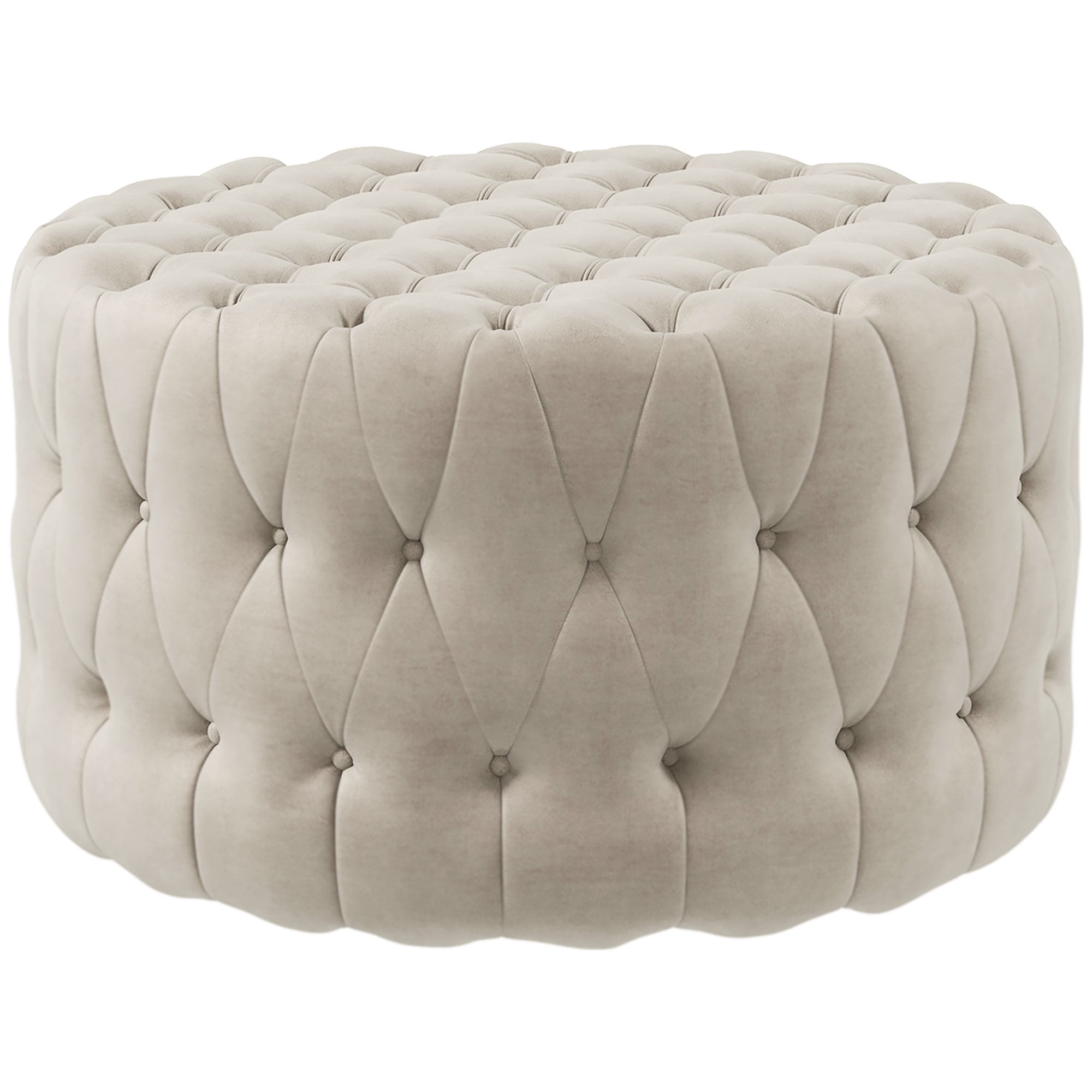Homiyad Round Ottoman Coffee Table with Velvet-feel Upholstery, Button ...