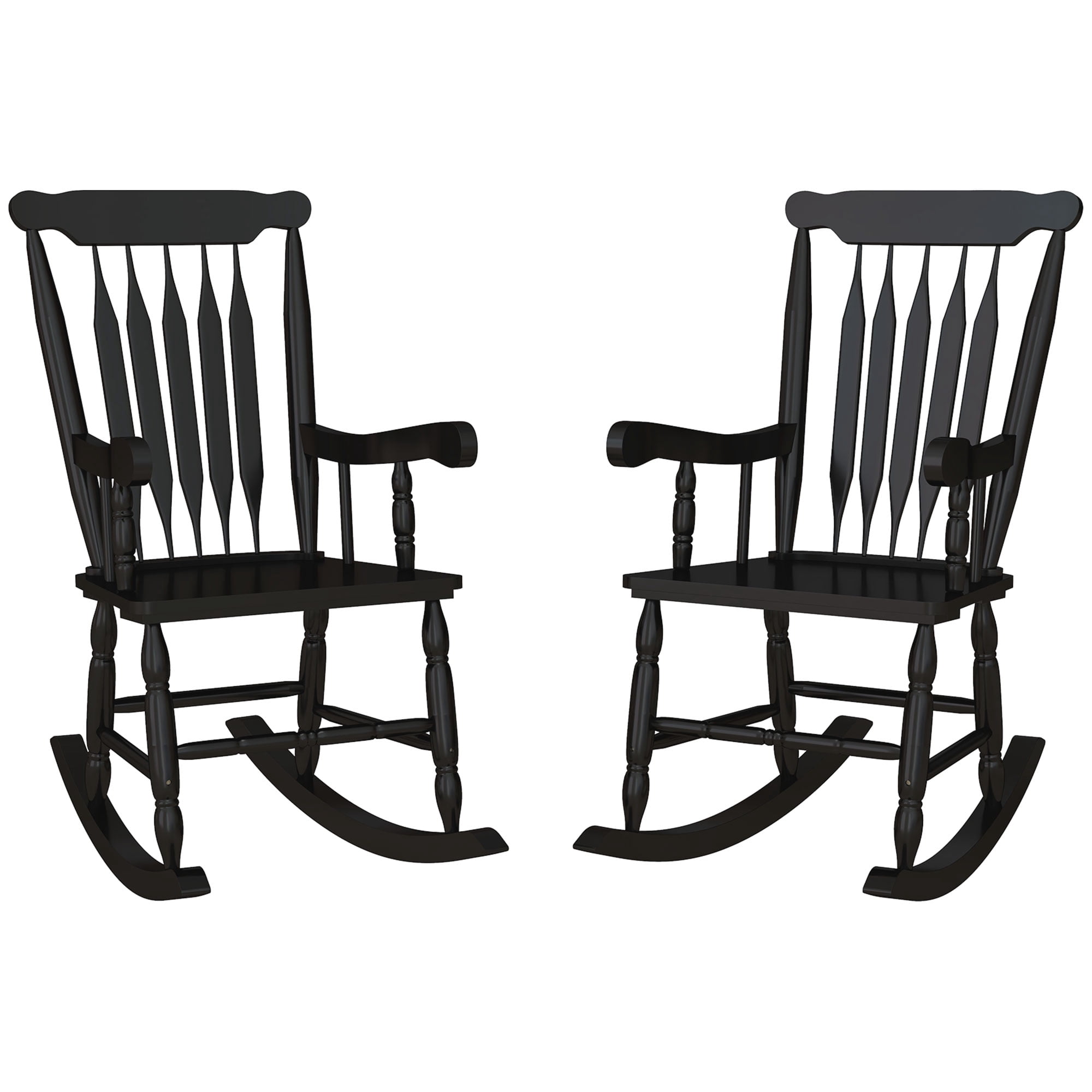 Homiyad Rustic Porch Rocking Chairs Set High-Back Wooden Outdoor ...