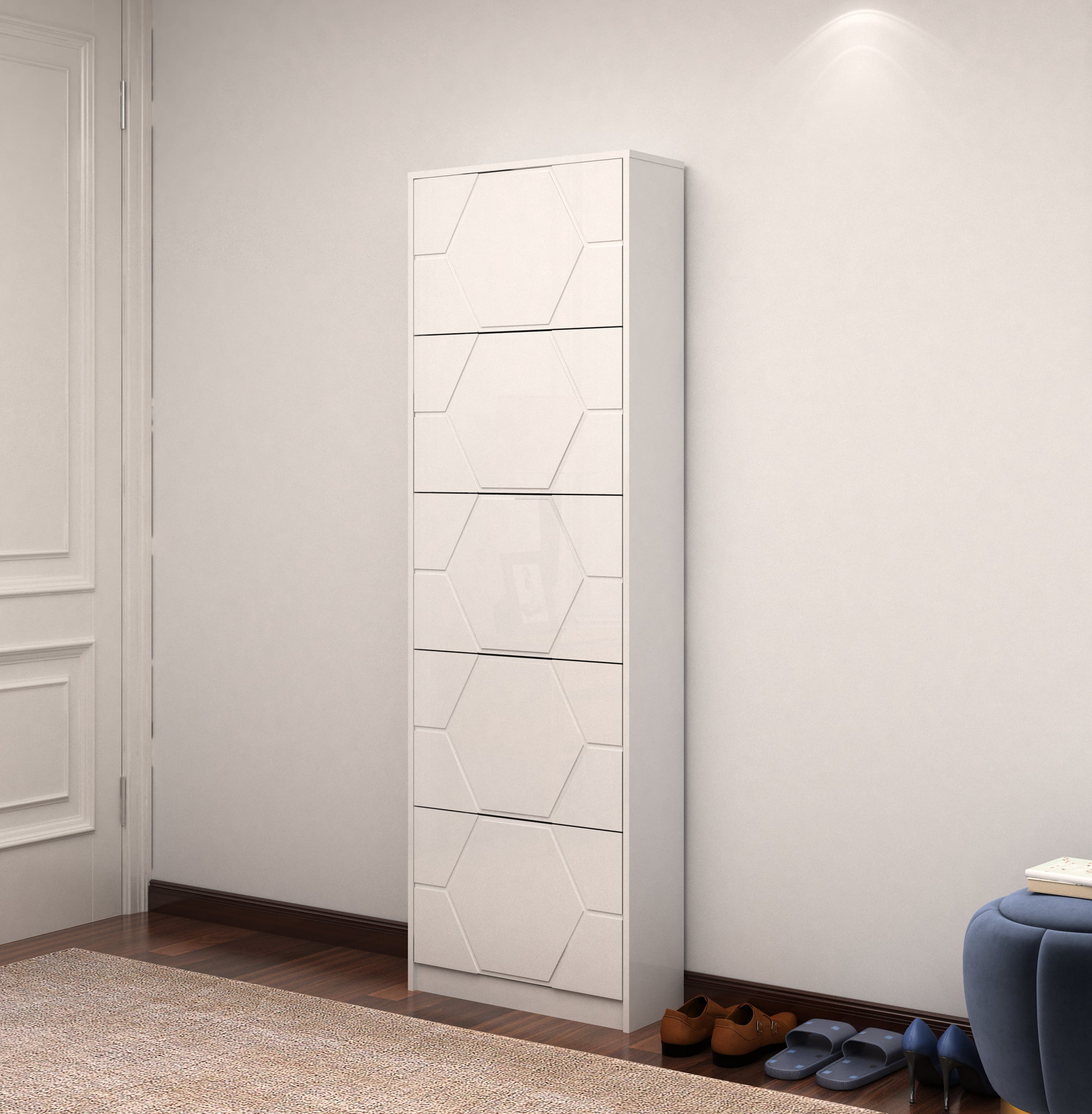 Homiyad Shoe Storage Cabinet for Entryway, 5 Tiers Shoe Organizer with ...