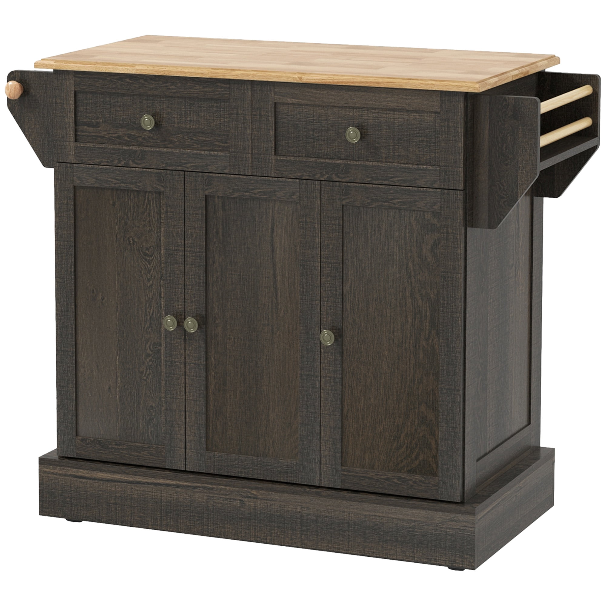 Homiyad Triple-Cabinet Kitchen Island on Wheels, Kitchen Storage ...