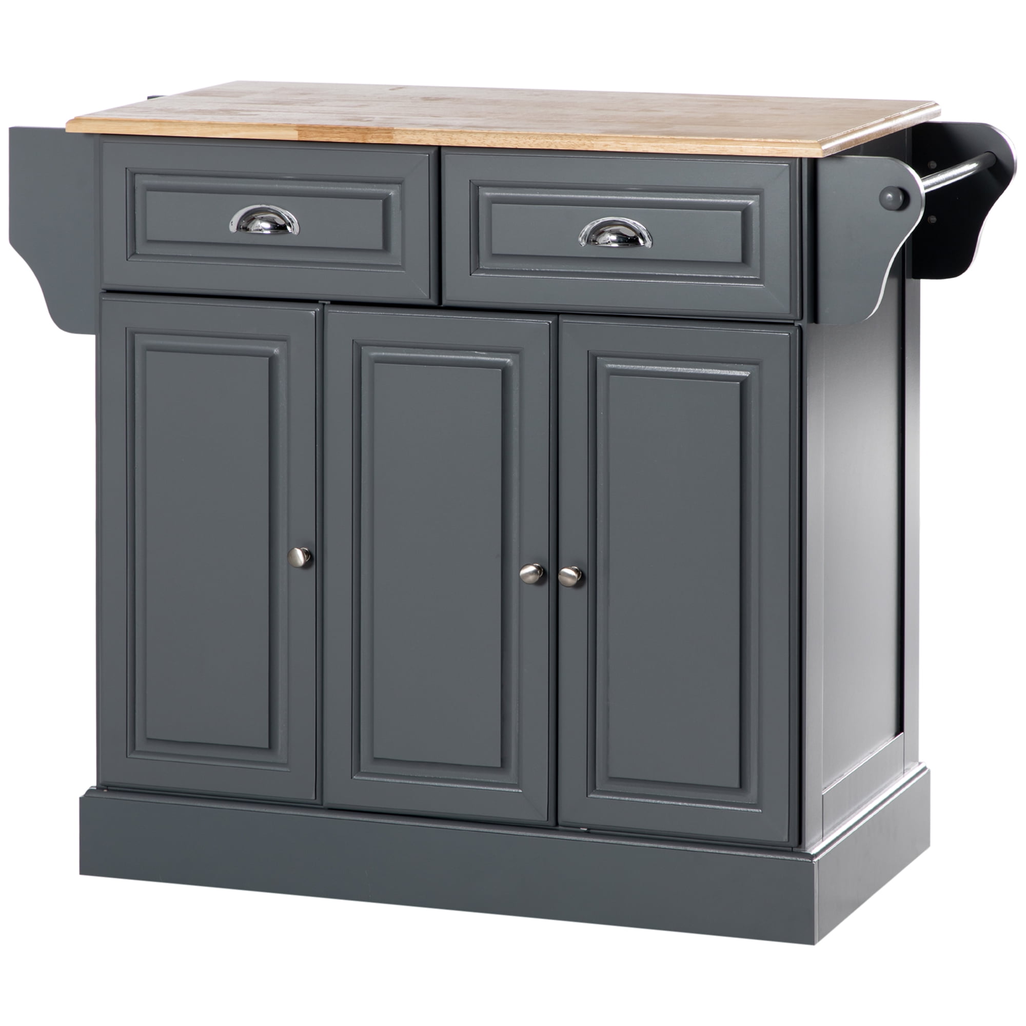 Homiyad Triple-Cabinet Kitchen Island on Wheels, Kitchen Storage ...