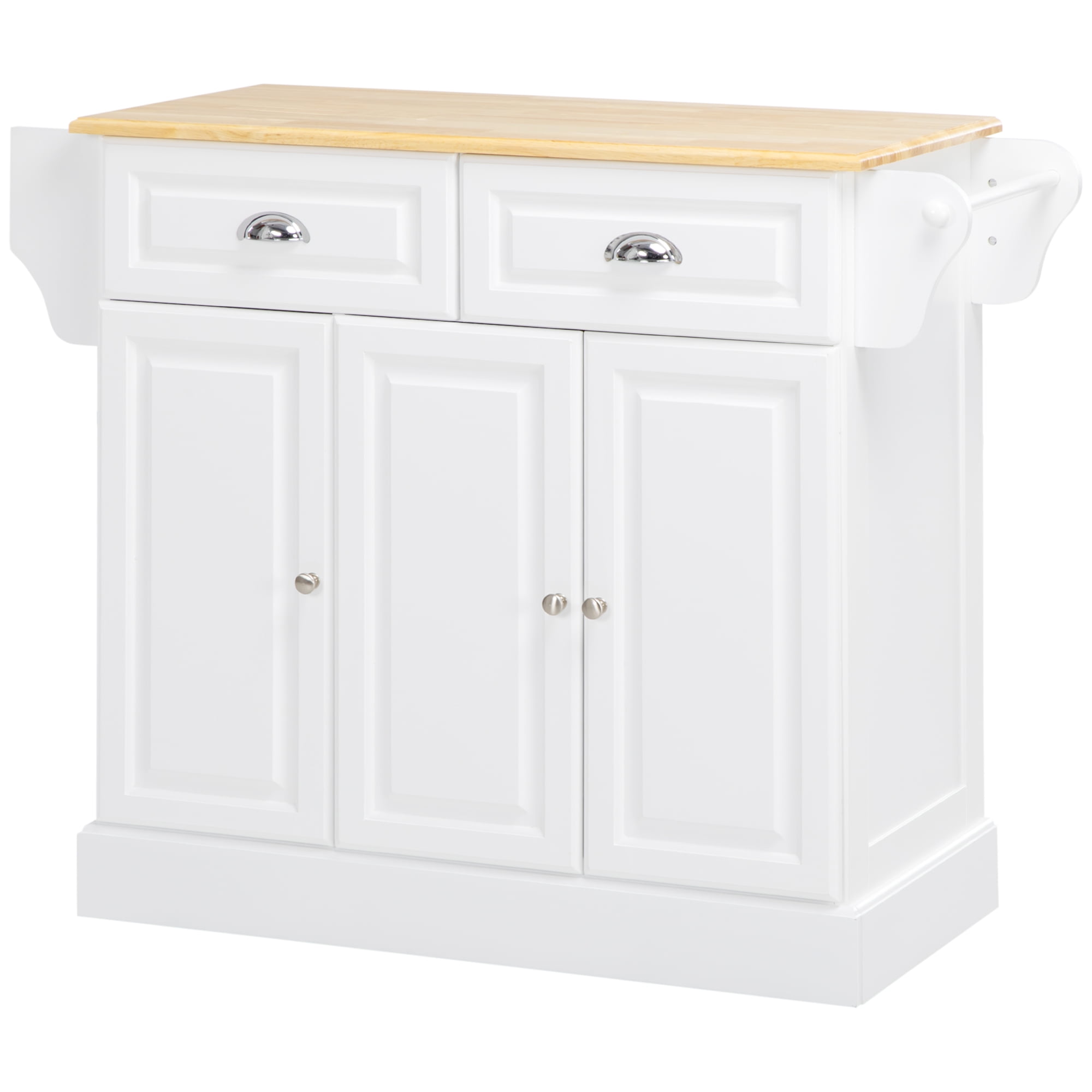 Homiyad Triple-Cabinet Kitchen Island on Wheels, Kitchen Storage ...