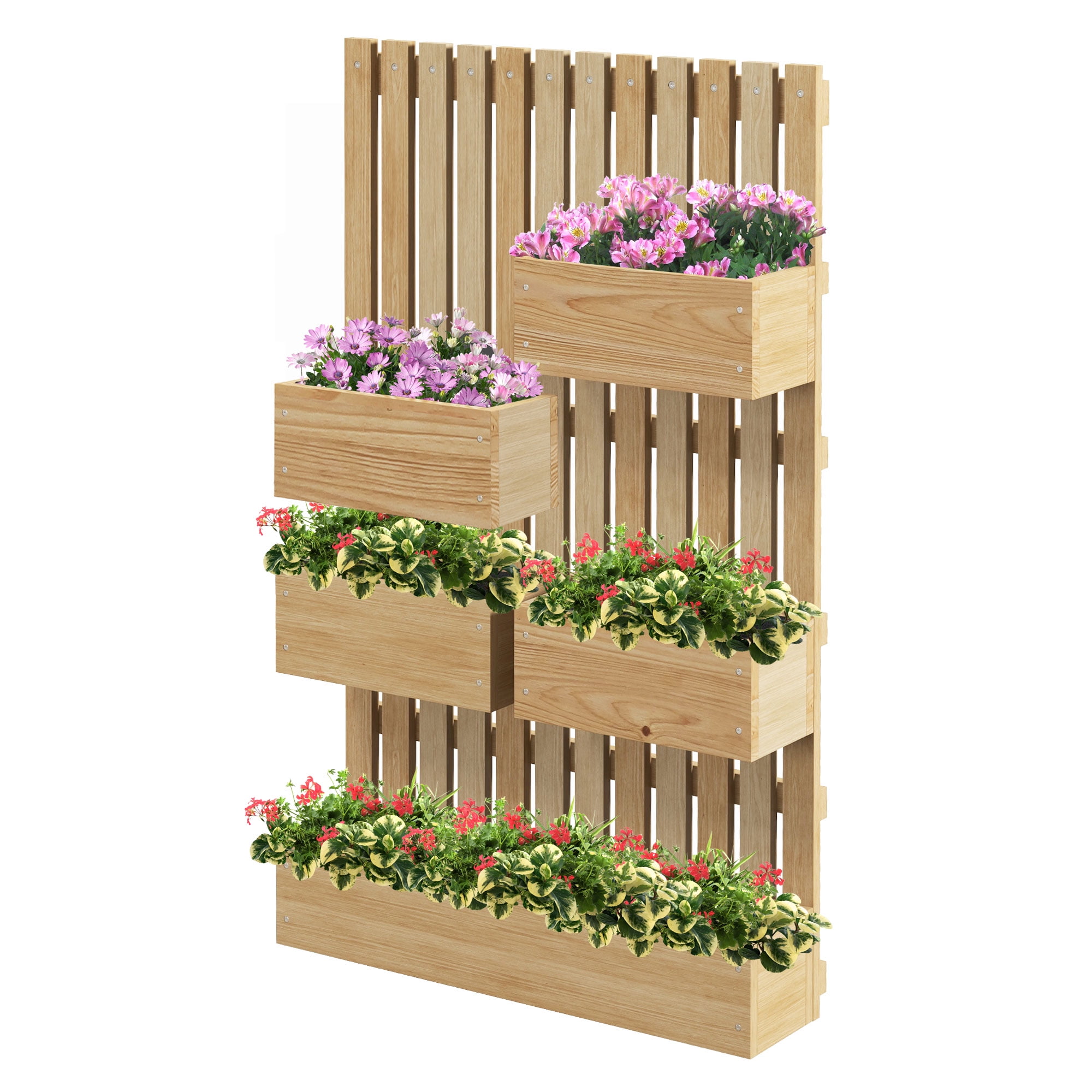 Homiyad Wall-Mounted Wooden Planter Box with Trellis for Climbing ...