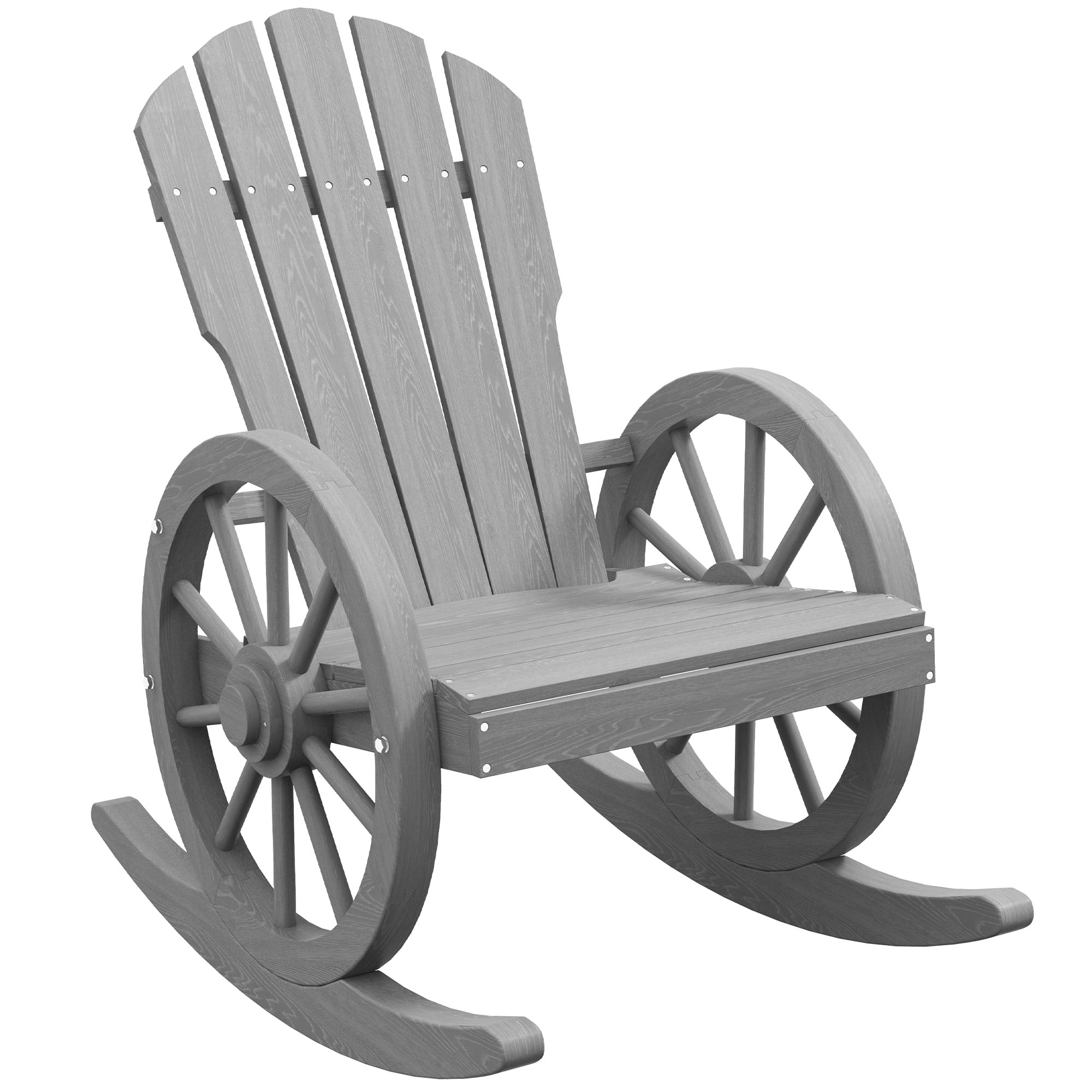 Homiyad Wooden Rocking Chair, Adirondack Rocker Chair with Slatted ...