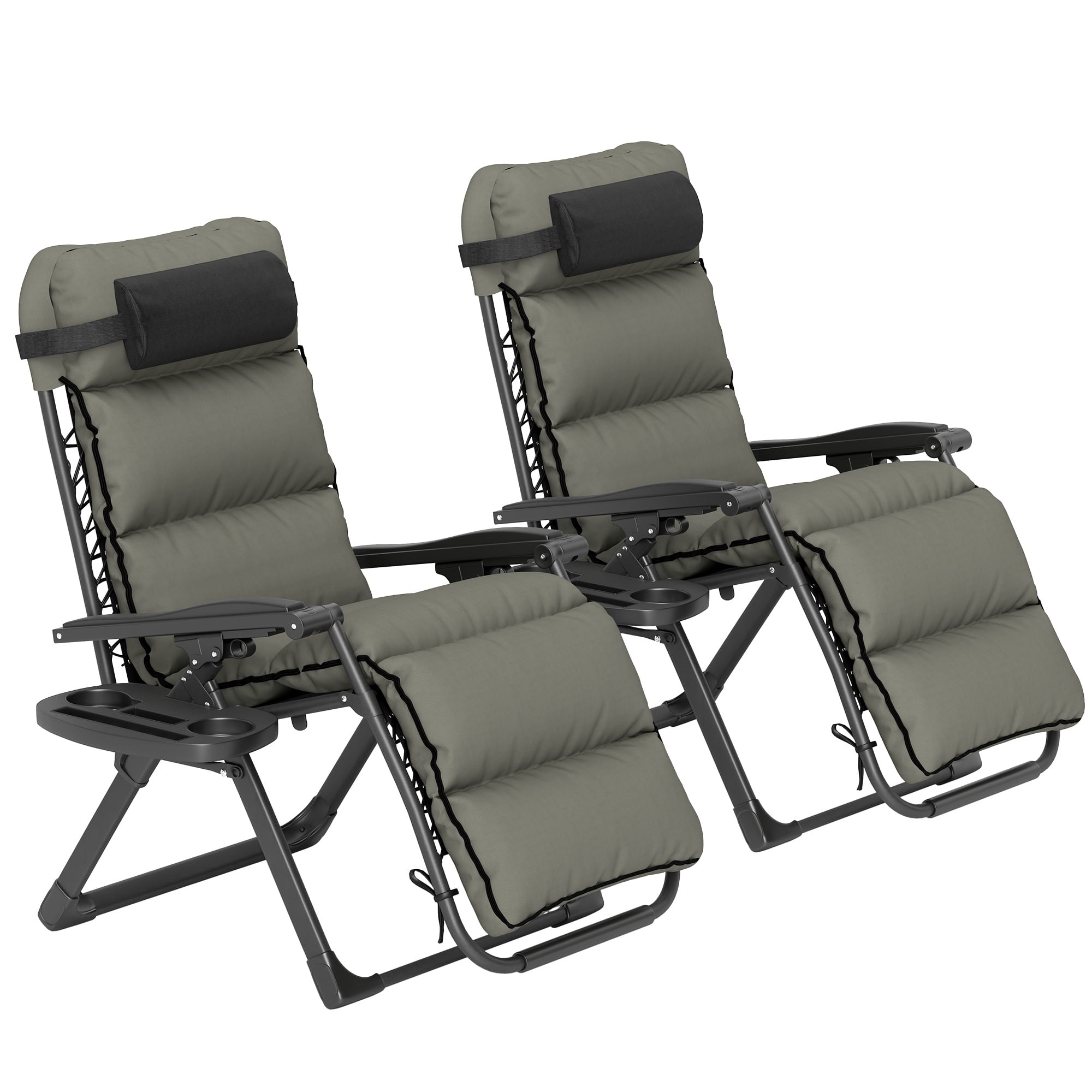Homiyad Zero Gravity Lounge Chair Set, 2 Pieces Reclining Folding ...