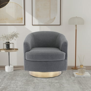 Oversized Round Swivel Chair,360 Degrees Barrel Chair with 3 Pillows ...