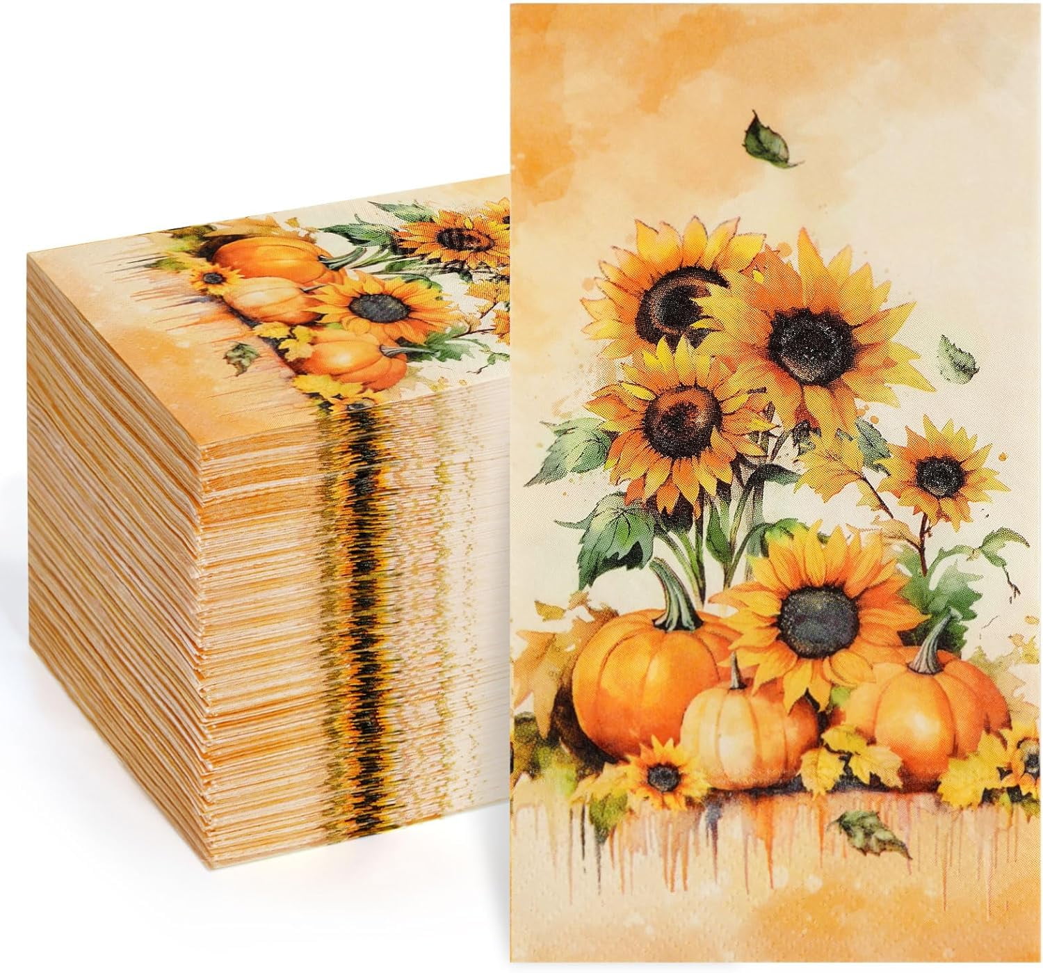 Homlouue 100 PCS Fall Paper Napkins Orange 3 Ply Disposable Napkins ...
