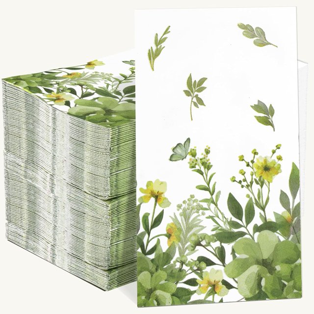Homlouue 100 PCS Spring Leaves Paper Napkins Green Disposable Napkins ...
