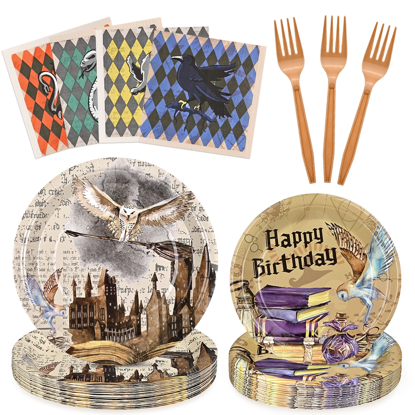 Homlouue 122 PCS Magical Wizard Paper Plates and Napkins Magic School ...