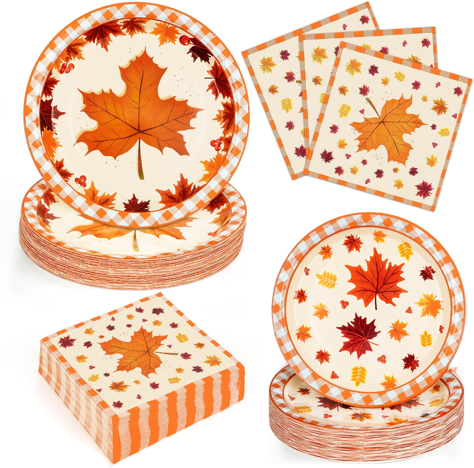 Homlouue Autumn Tableware Goods: 200 PCS Fall Dessert Dinnerware Set ...