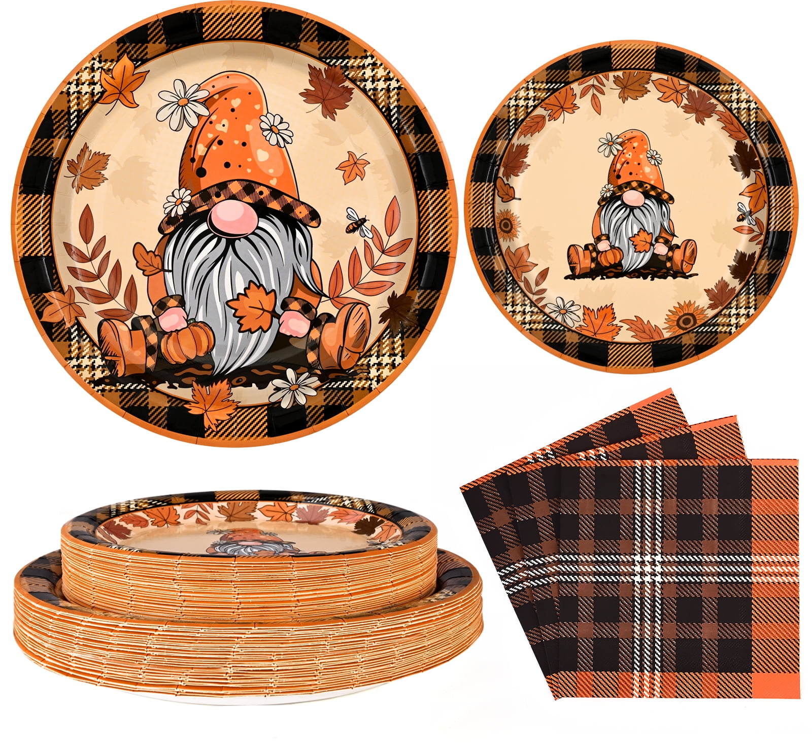 Homlouue 200 PCS Fall Paper Plates and Napkins Thanksgiving Party ...