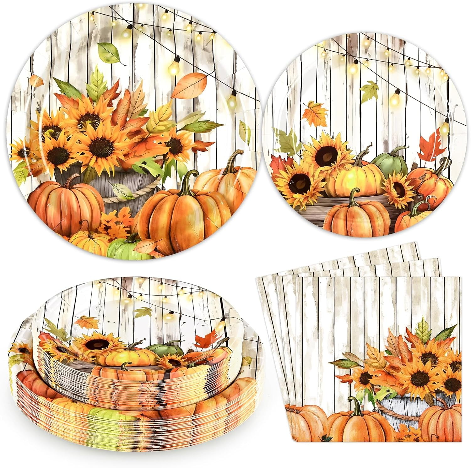 Homlouue 200 PCS Fall Paper Plates and Napkins Thanksgiving Party ...