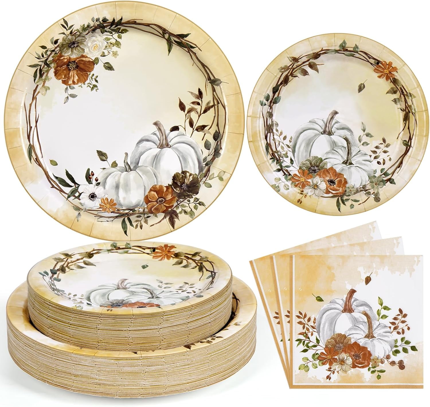 Homlouue 200 PCS Fall Paper Plates and Napkins Thanksgiving Party ...