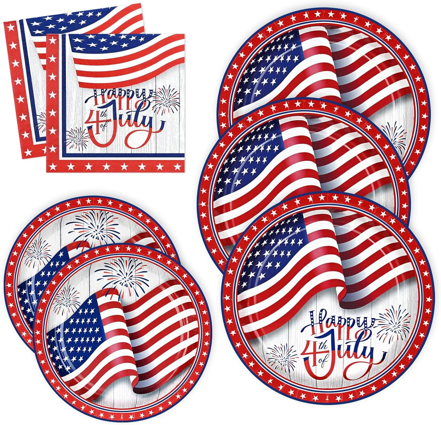Homlouue Patriotic Party Supplies - 4th of July Kit for 50, Paper ...