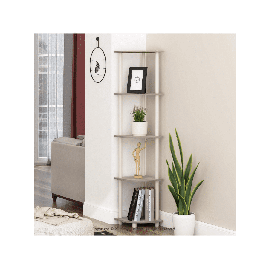 Homlux Turn-N-Tube 5 Tier Corner Shelf Stand, Wall Shelf Storage ...