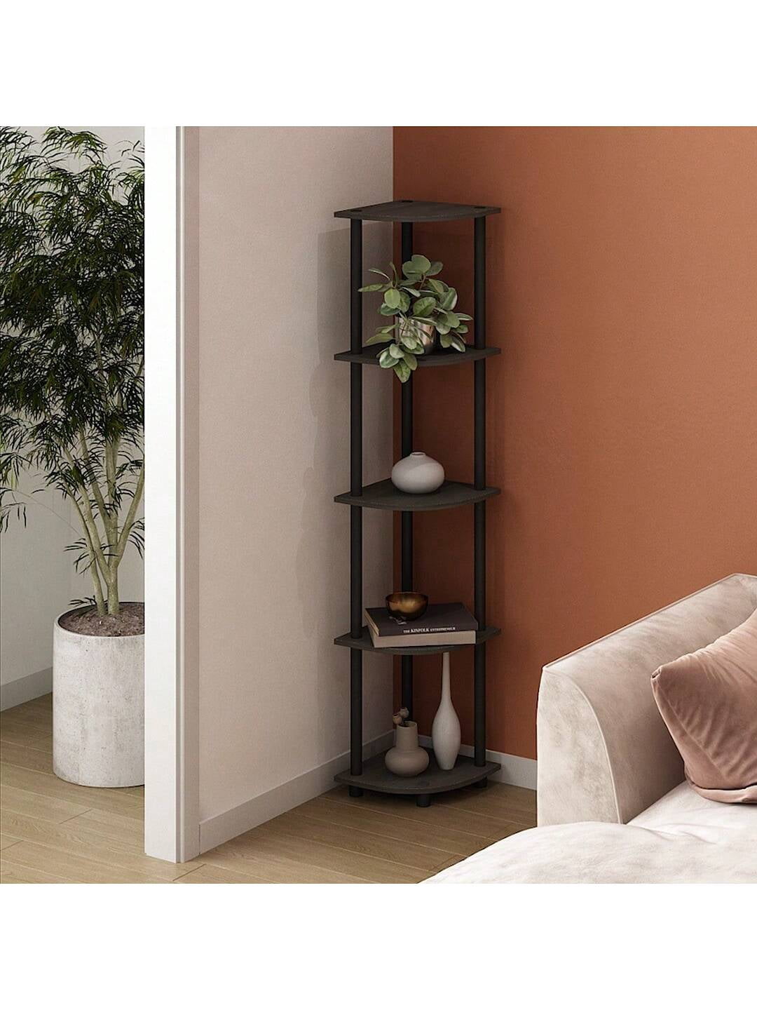 Homlux Turn-N-Tube 5 Tier Corner Shelf Stand, Wall Shelf Storage ...