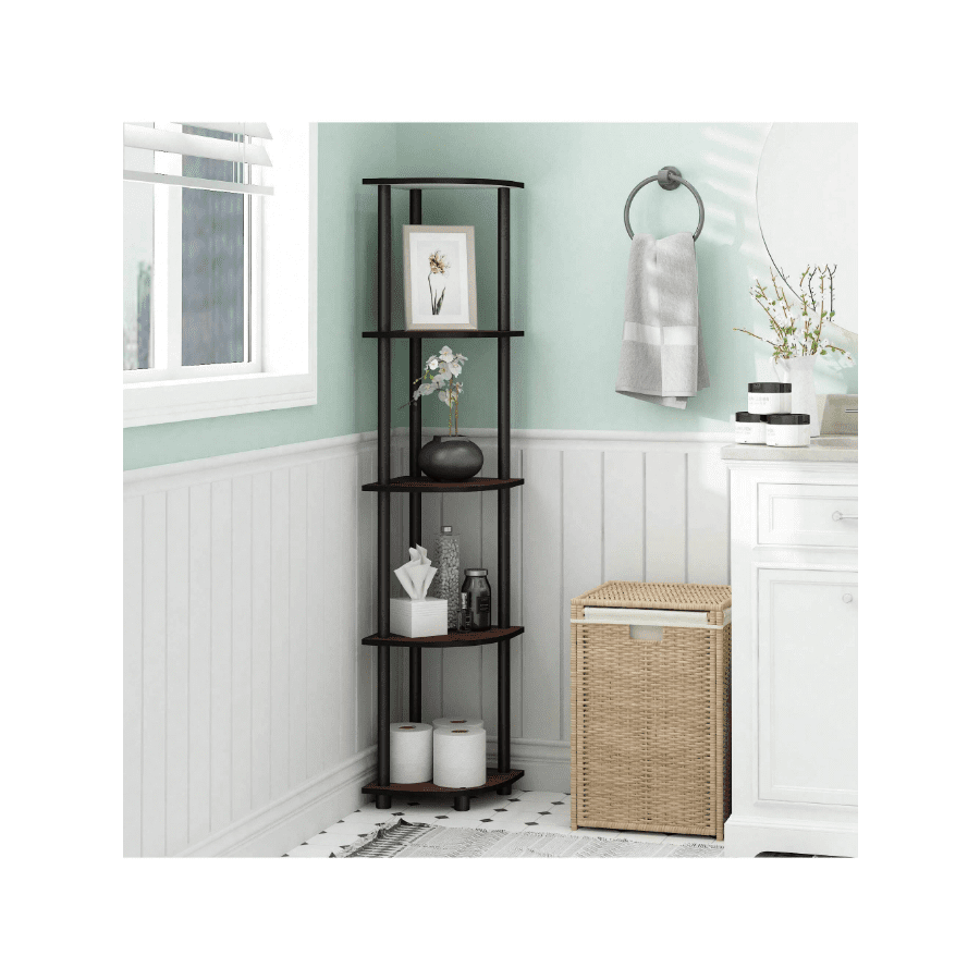 Homlux Turn-N-Tube 5 Tier Corner Shelf Stand, Wall Shelf Storage ...