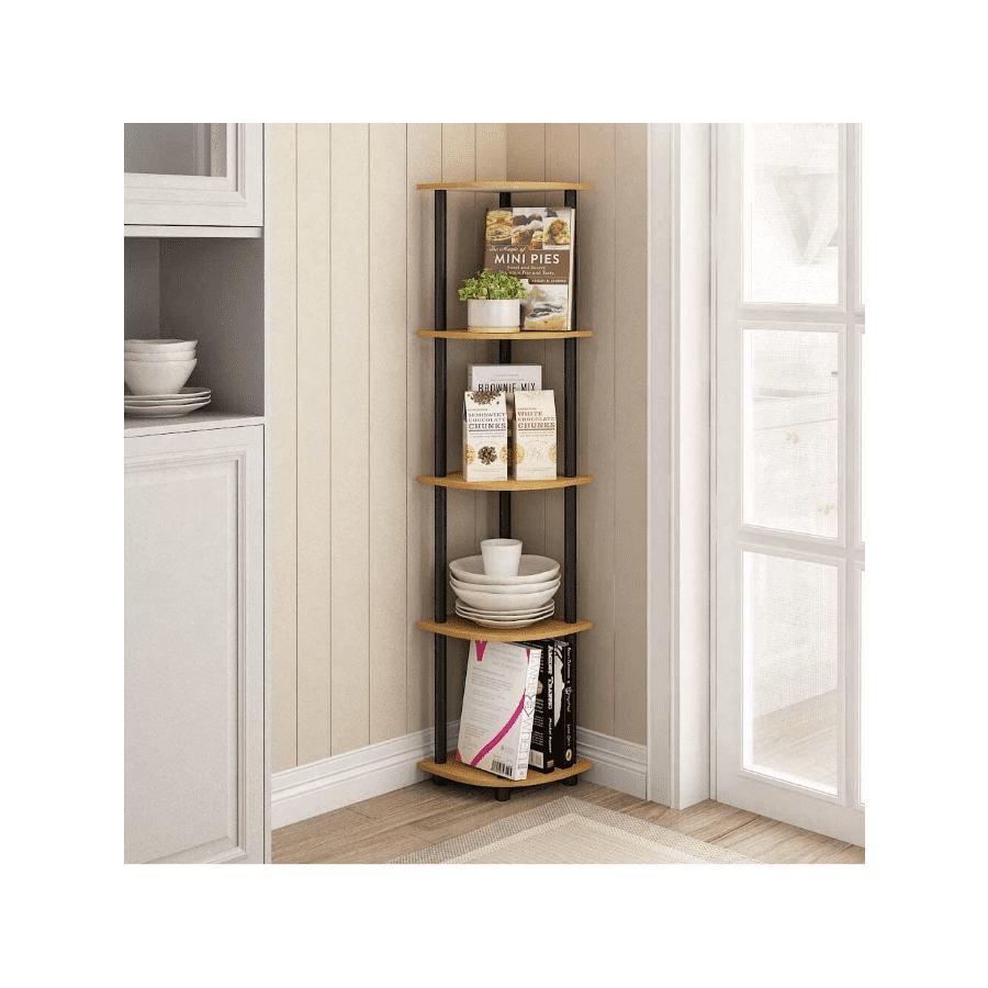 Homlux Turn-N-Tube 5 Tier Corner Shelf Stand, Wall Shelf Storage ...