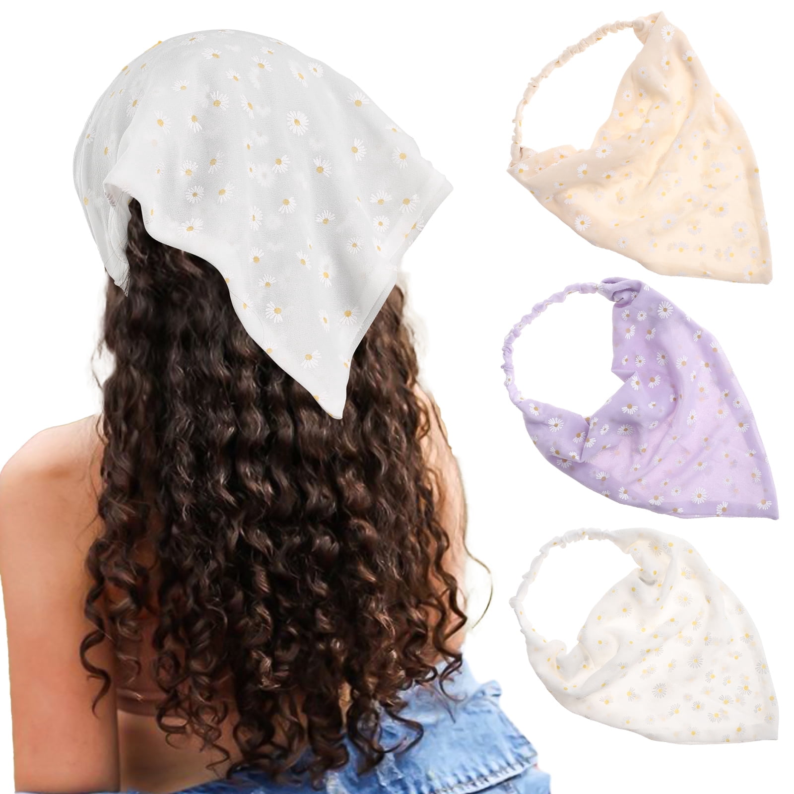 Homlyo 3 Pcs Floral Elastic Hair Scarf Headbands Hair Bandanas Head ...