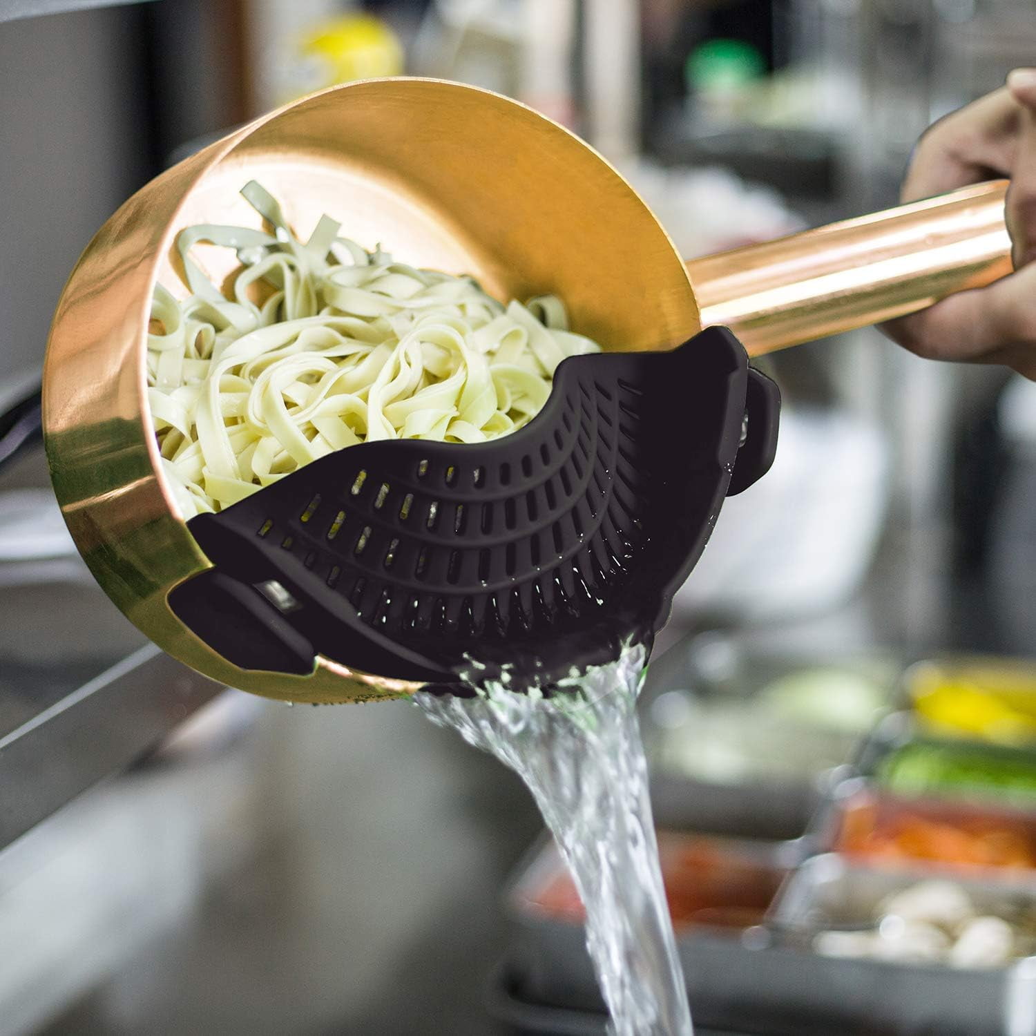 Homlyo Clip on Strainer, Pot Strainer for Pasta Meat Vegetables Fruit ...