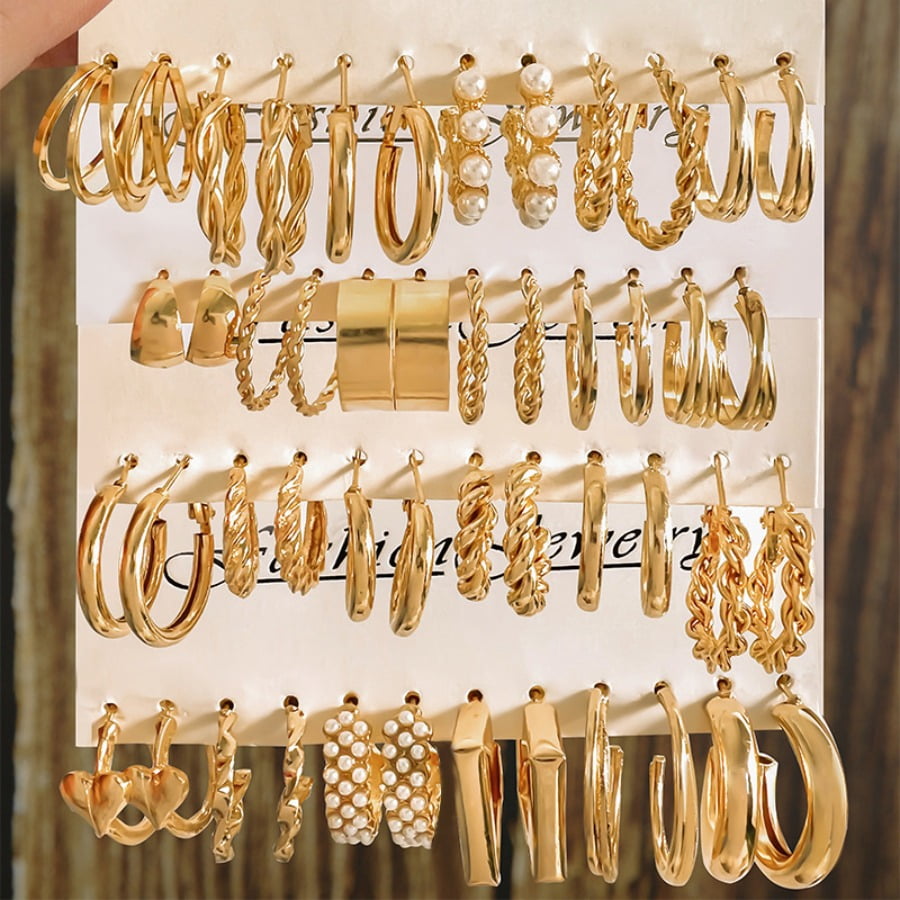 Homlyo Gold Plated Hoop Earrings Set, 24 Pairs Small to Large Hoop ...