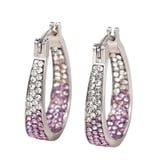 Homlyo Gradient Purple White Pave Rhinestone Oval Hoop Earrings, Silver ...
