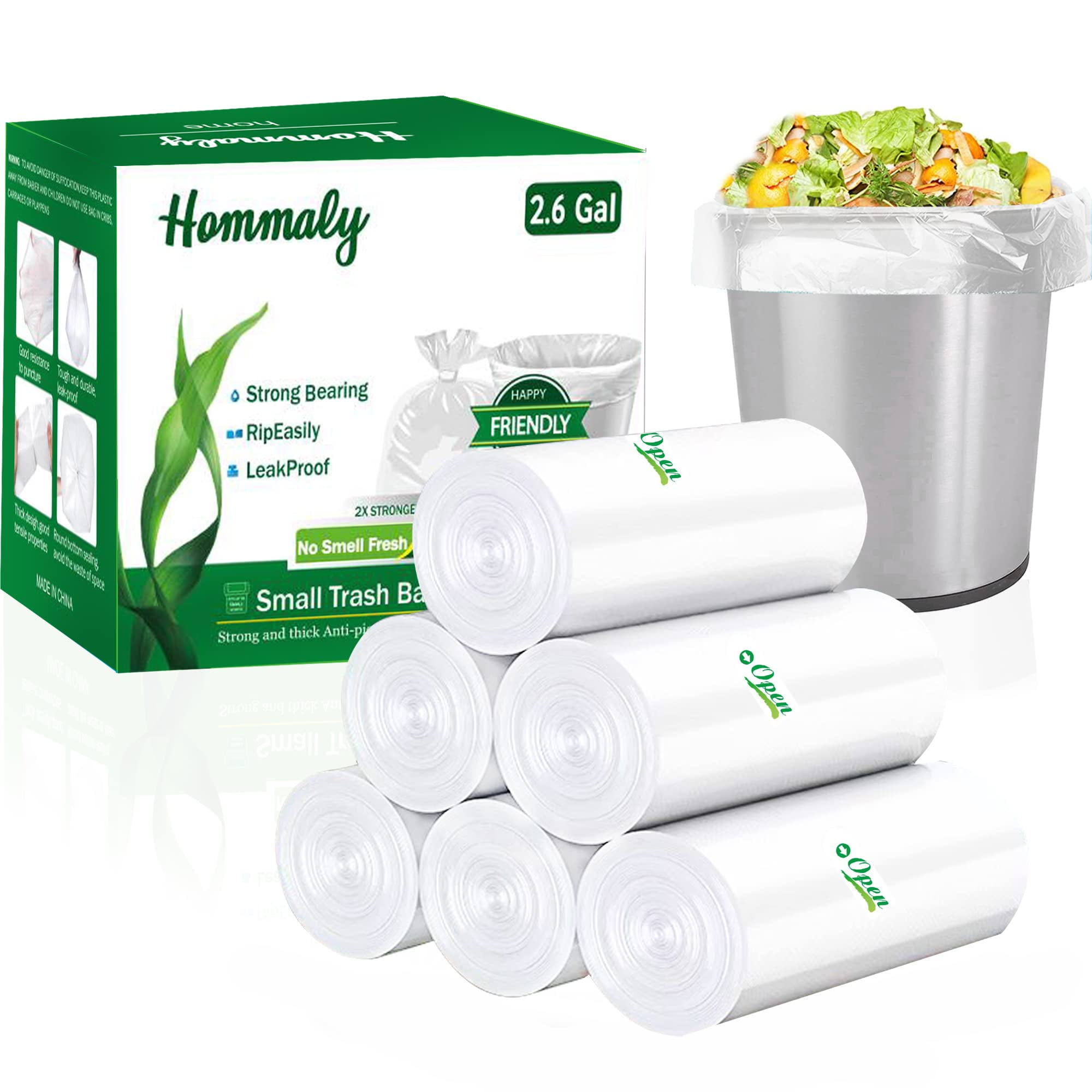 Hommaly 2.6 Gallon 240 BDF32 pcs Small Clear Trash Bags, Strong Garbage ...