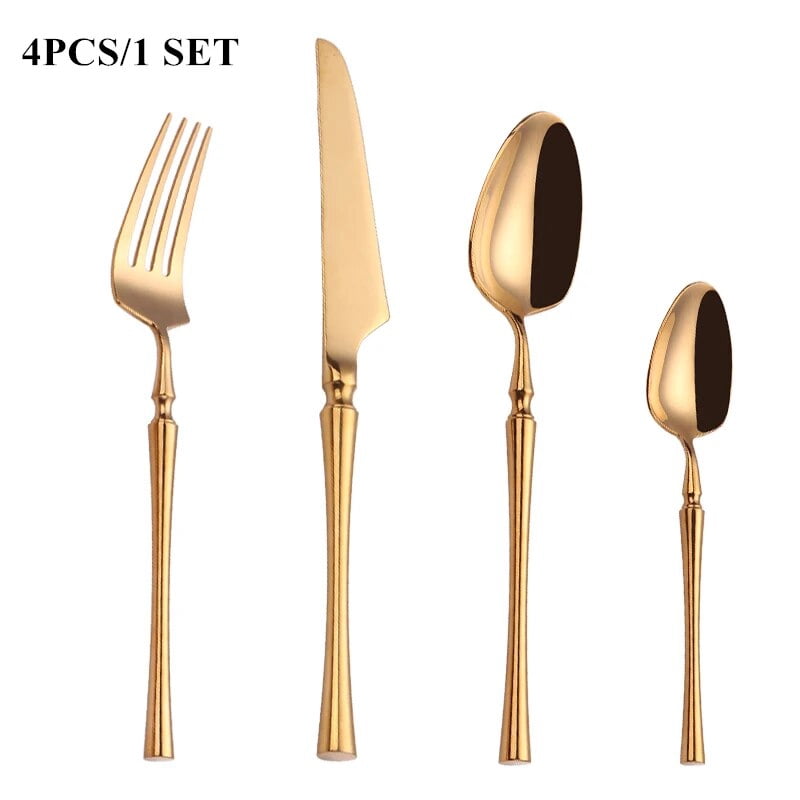 Hommi 24Pcs 30Pcs Shiny Dinnerware Set 18/10 Stainless Steel Mirror ...