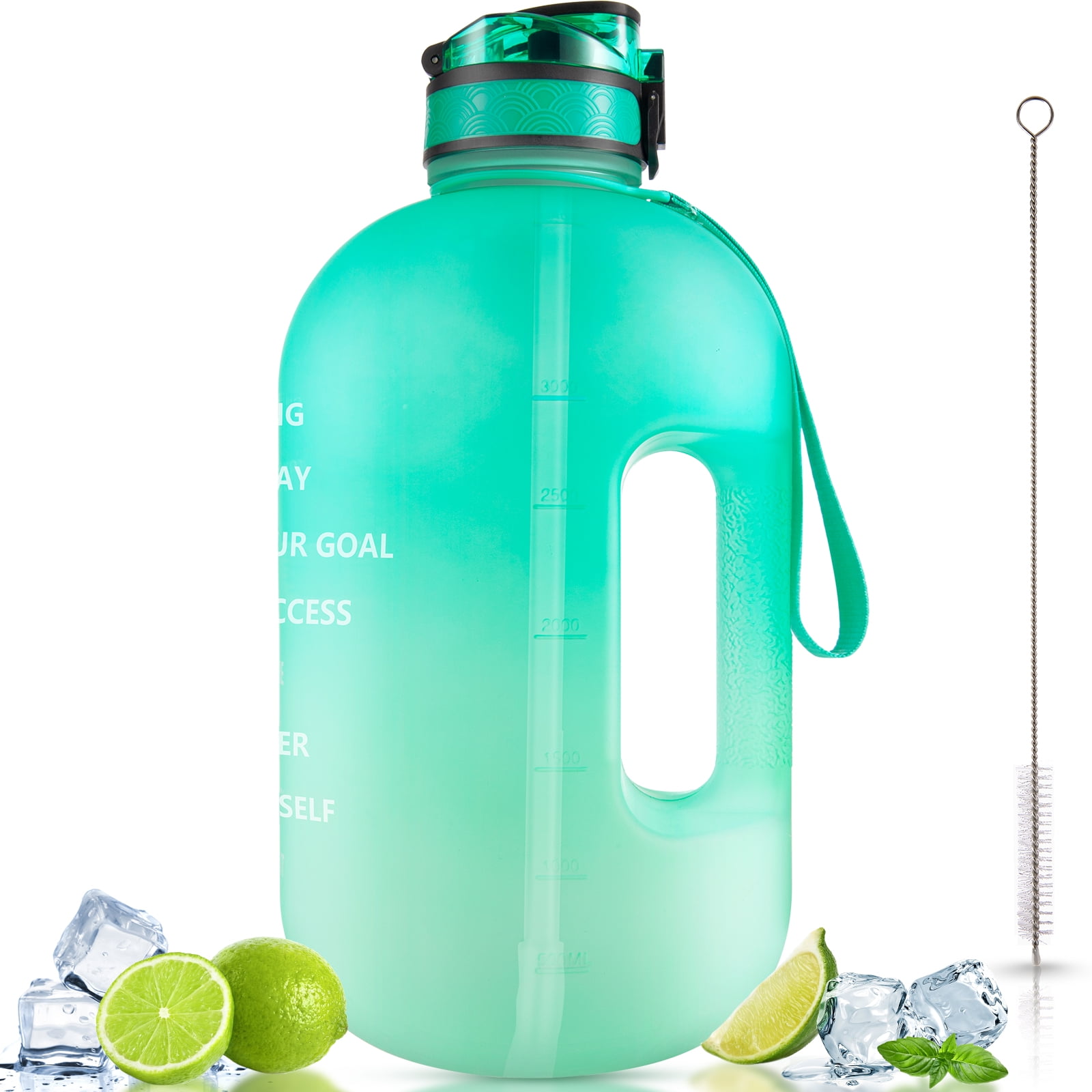 Hommie 1 Gallon BPA Free Water Bottle with Time Marker, Straw, Handle ...