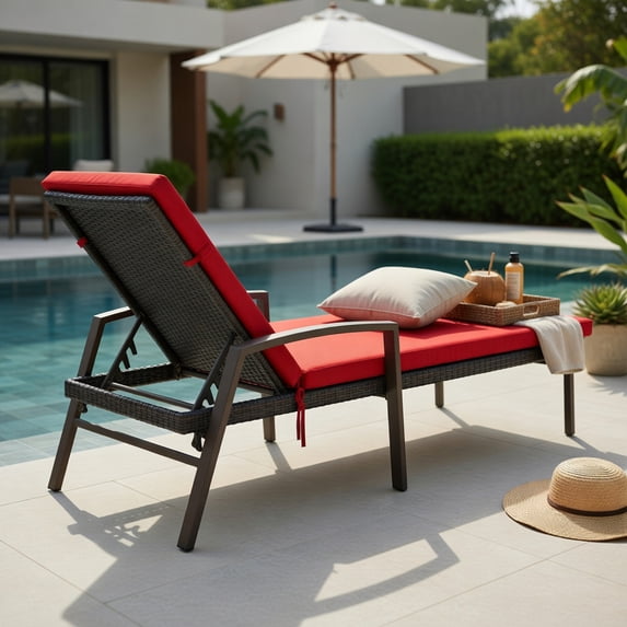 Hommoo 2-Pack Adjustable Outdoor Lounge Chairs with Removable Cushions ...